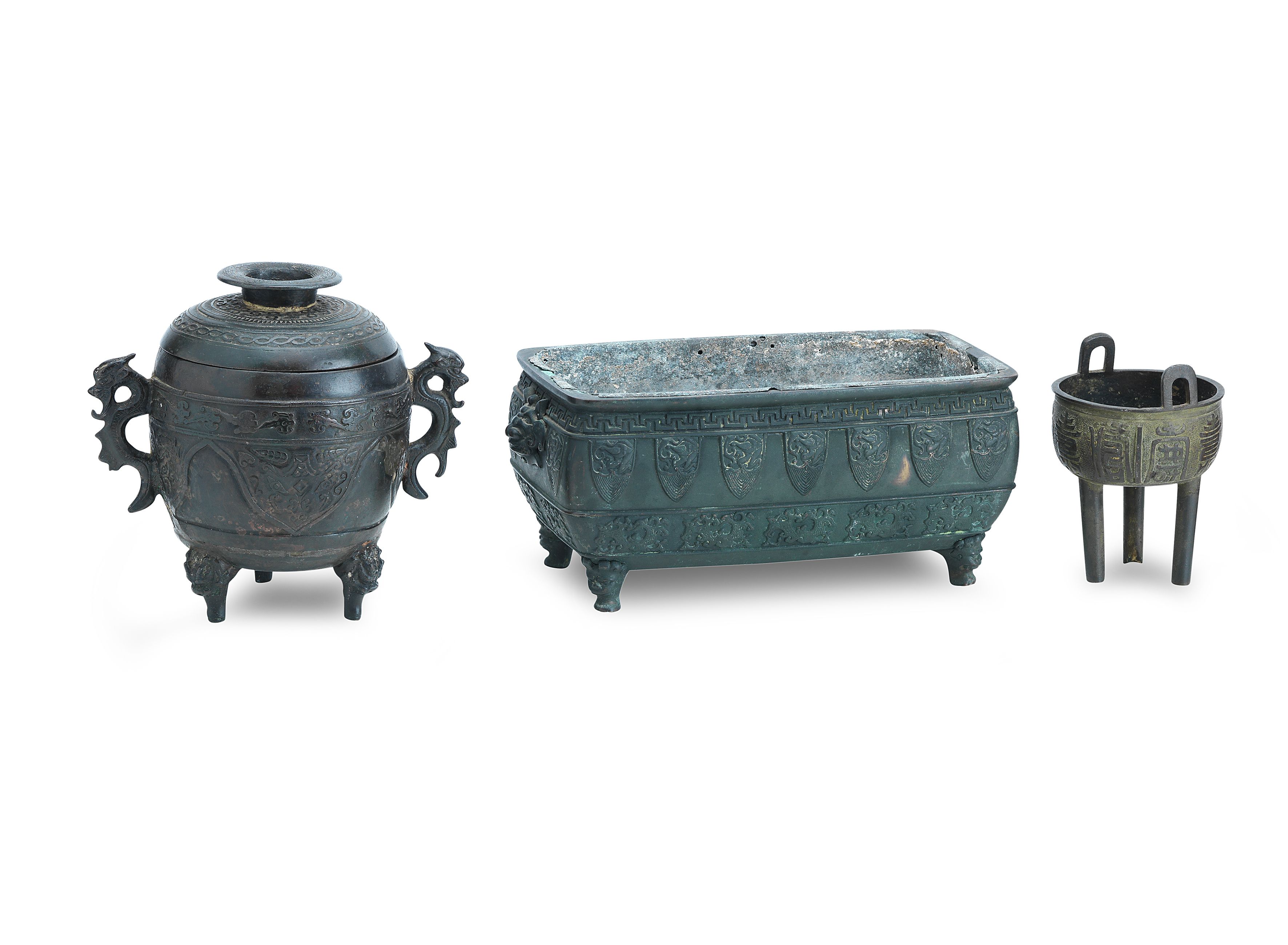 Bonhams : Three Chinese Bronze Vessels 19th Century (3)