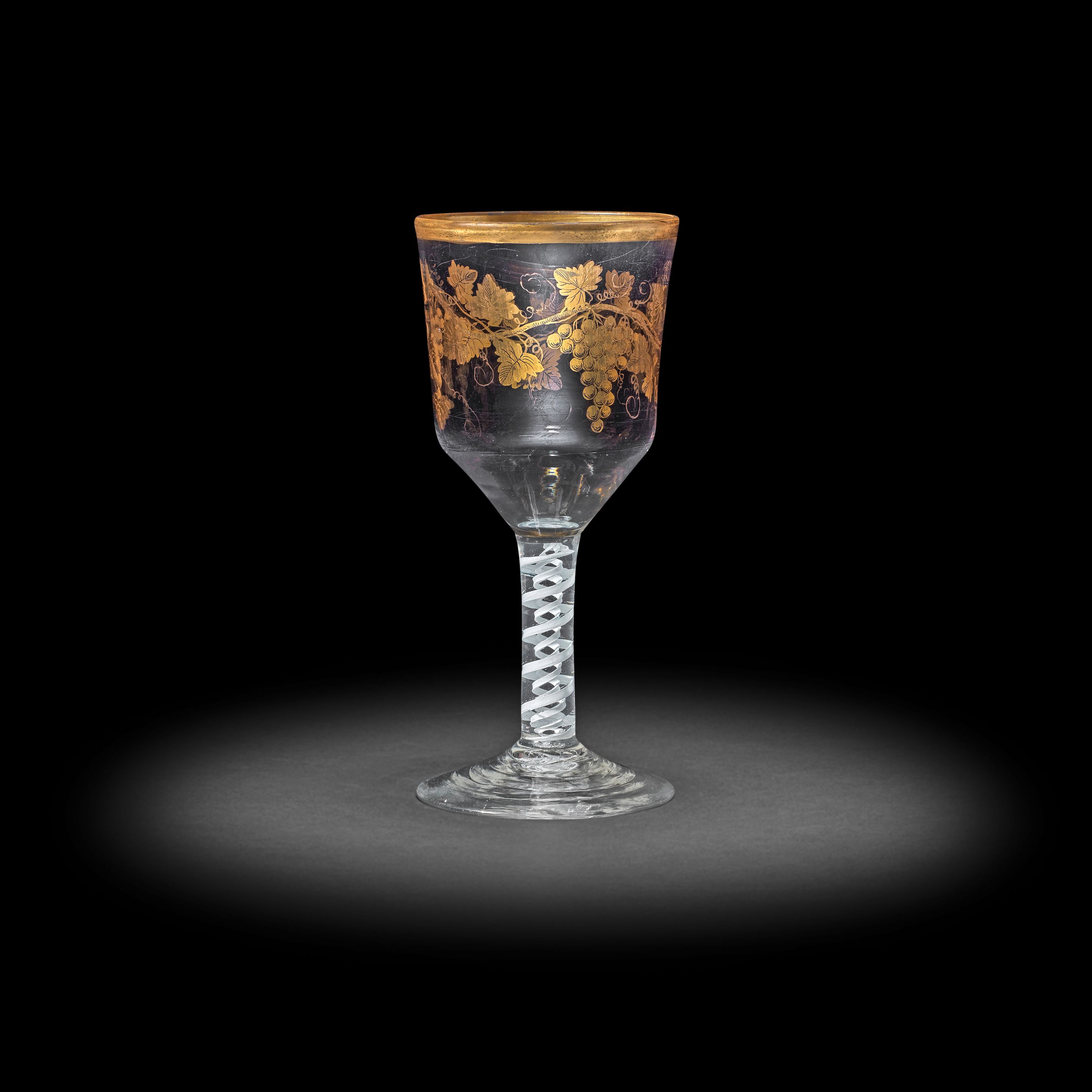Bonhams : A good Giles gilded opaque twist goblet, circa 1765