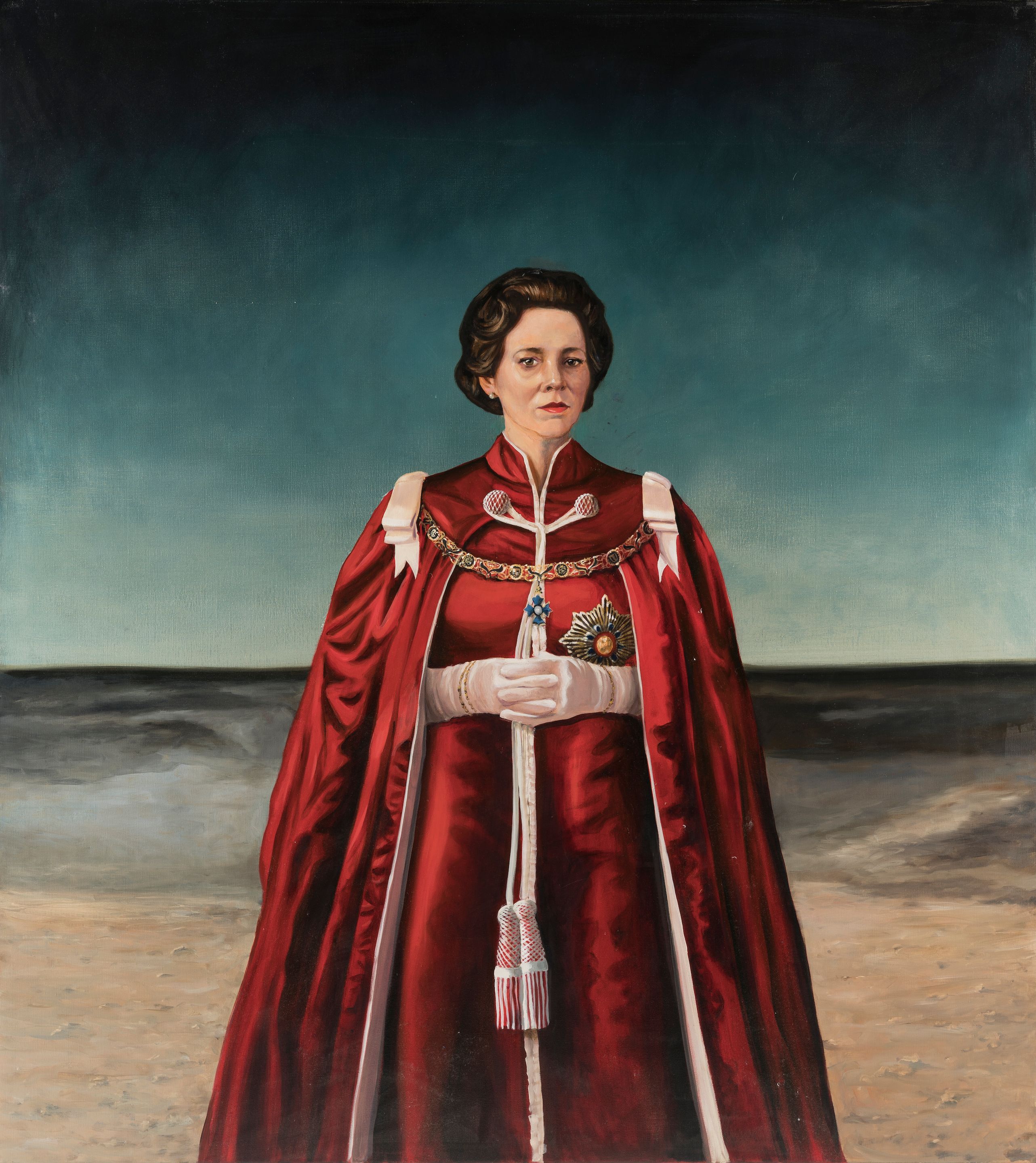 Bonhams : Humphrey Bangham (British) Olivia Colman (as the Queen), after Pietro Annigoni's ...