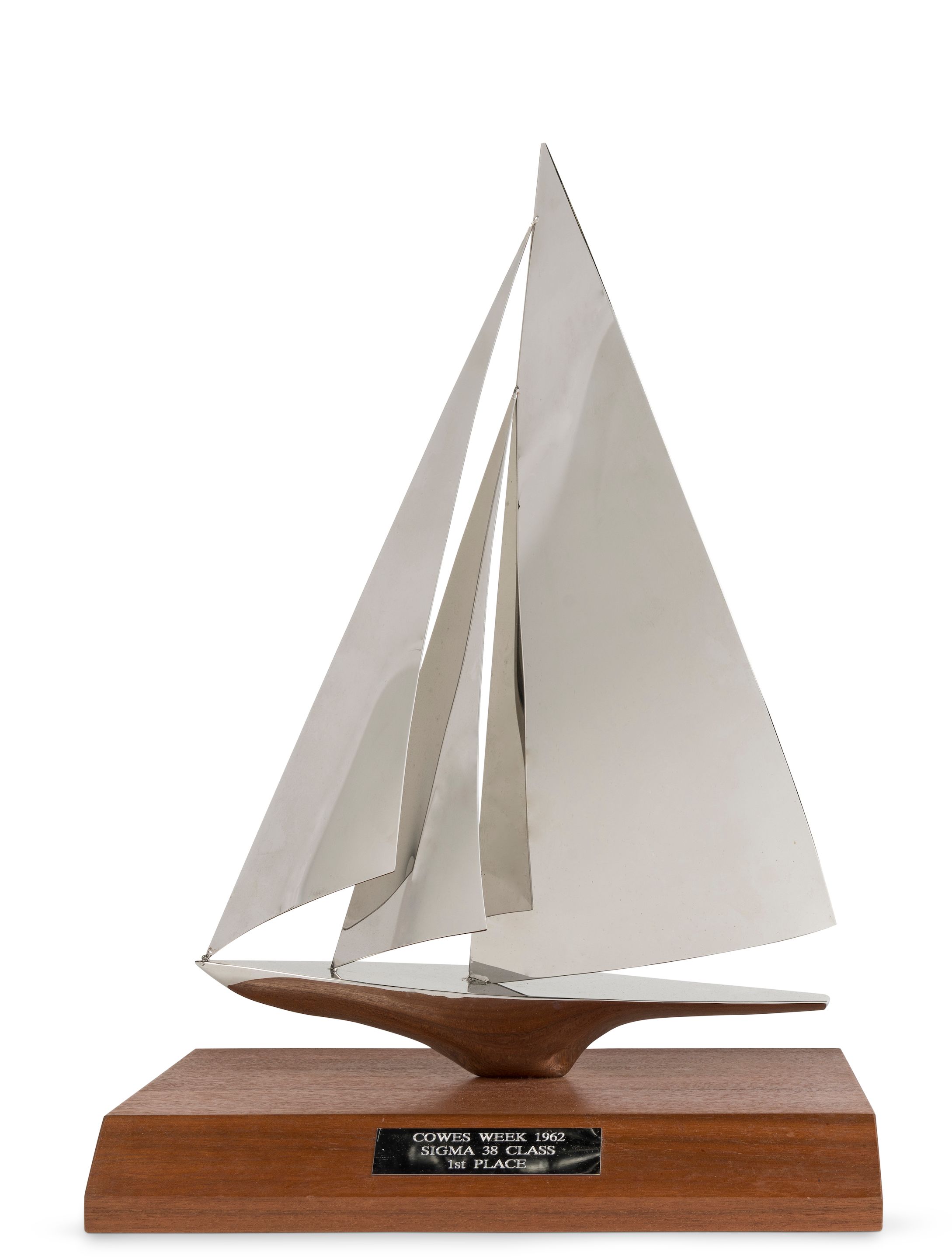 Bonhams : A white metal model of a yacht First seen in Season 2