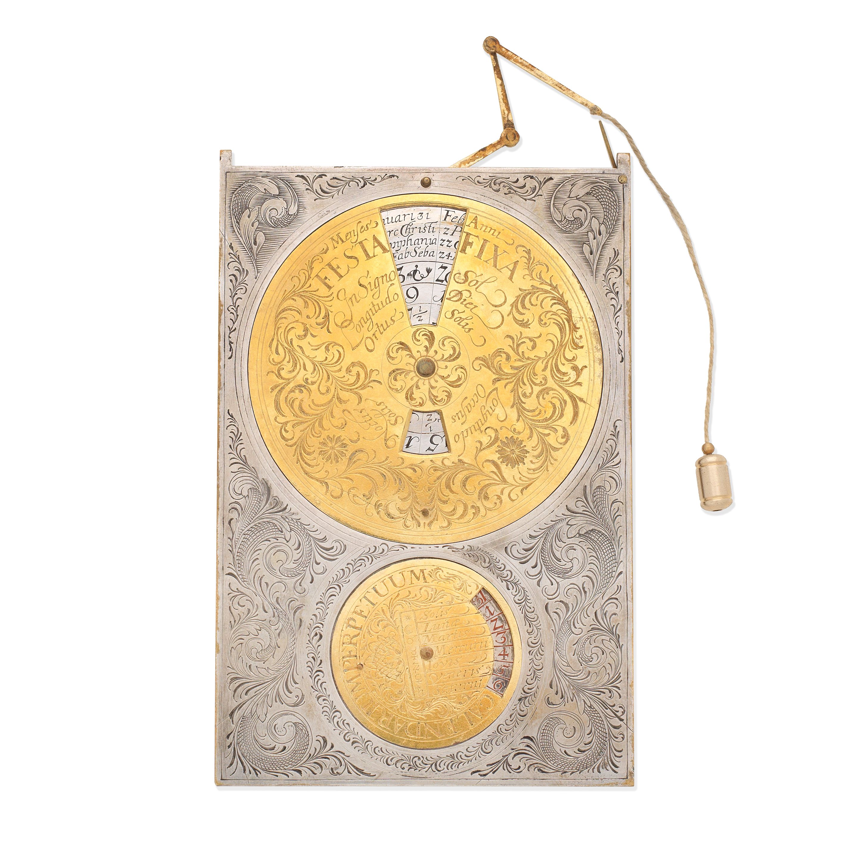 Bonhams : A rare silvered and gilt brass Regiomontanus sundial and ...