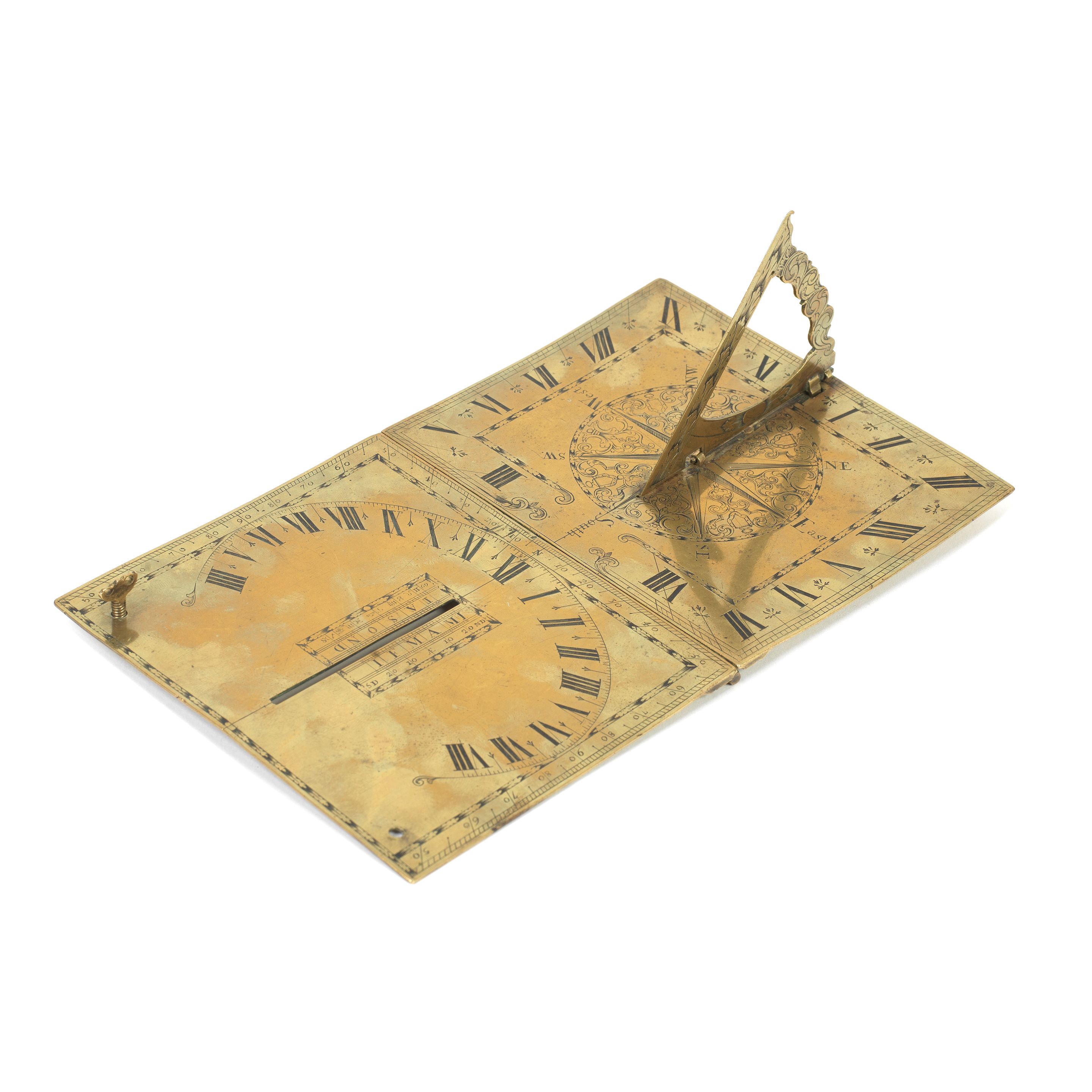 Bonhams : A folding brass analemmatic sundial, English, circa 1700,