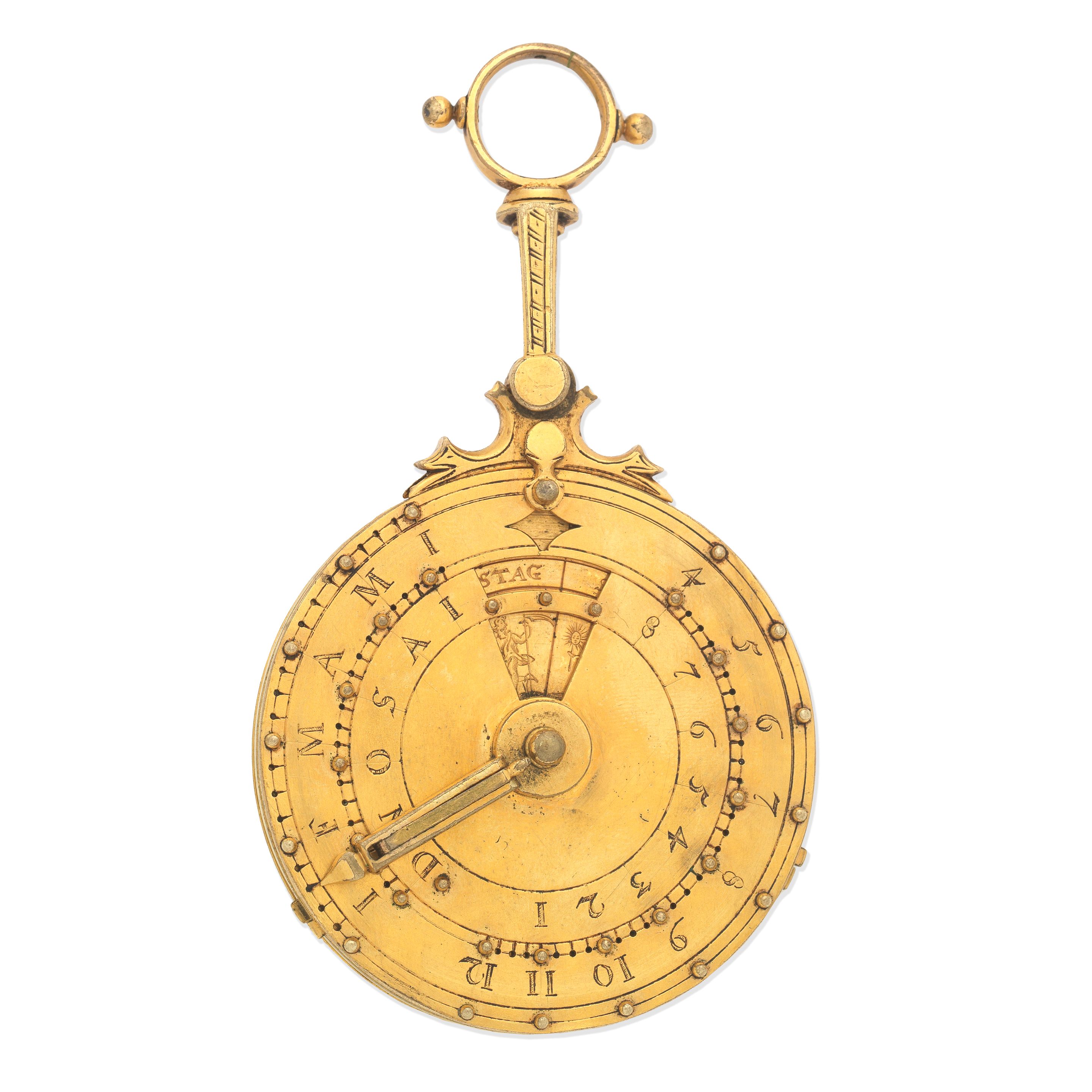 Bonhams : A rare gilt brass combined altitude disc sundial and ...