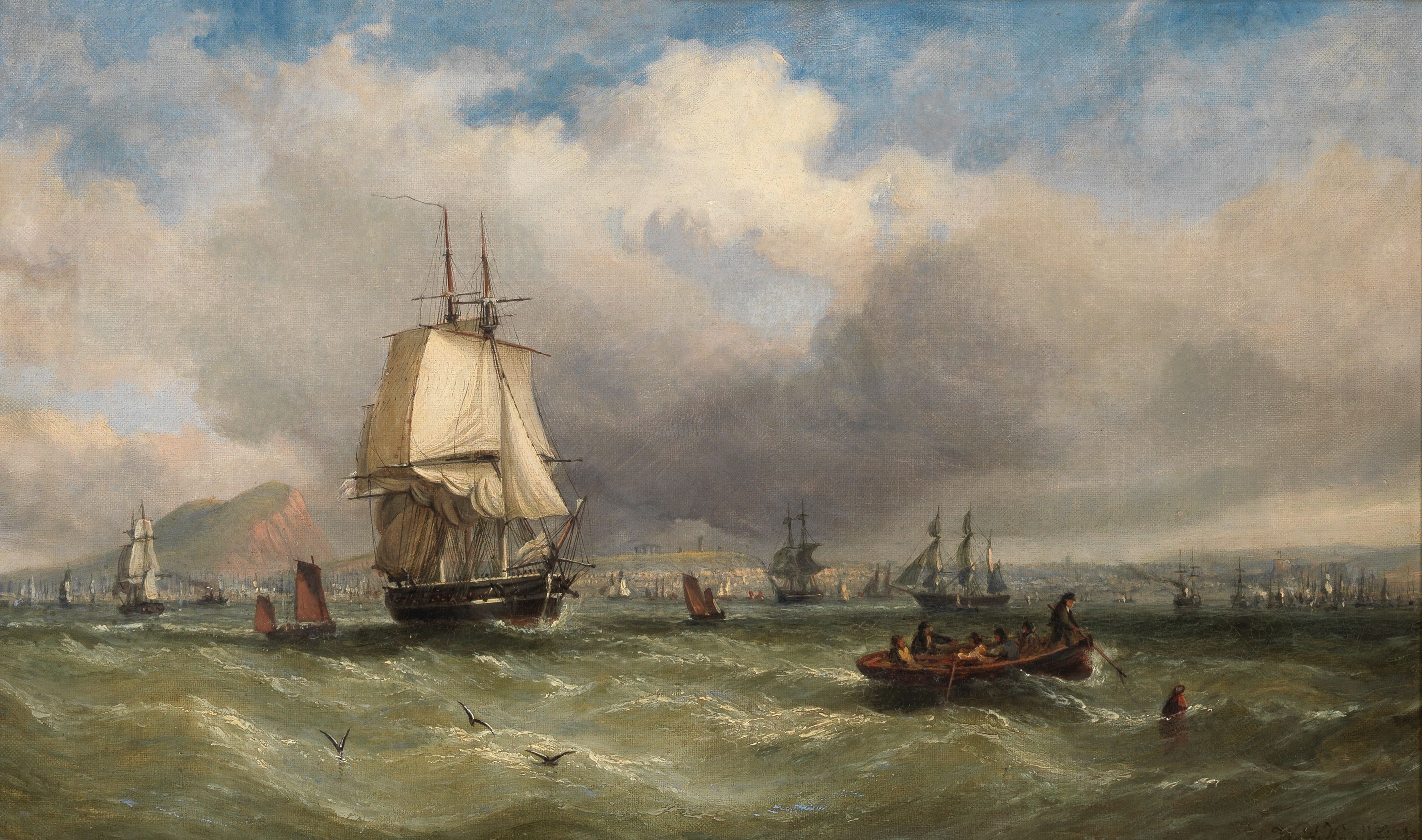 Bonhams : William Adolphus Knell (British, 1802-1875) A frigate off ...