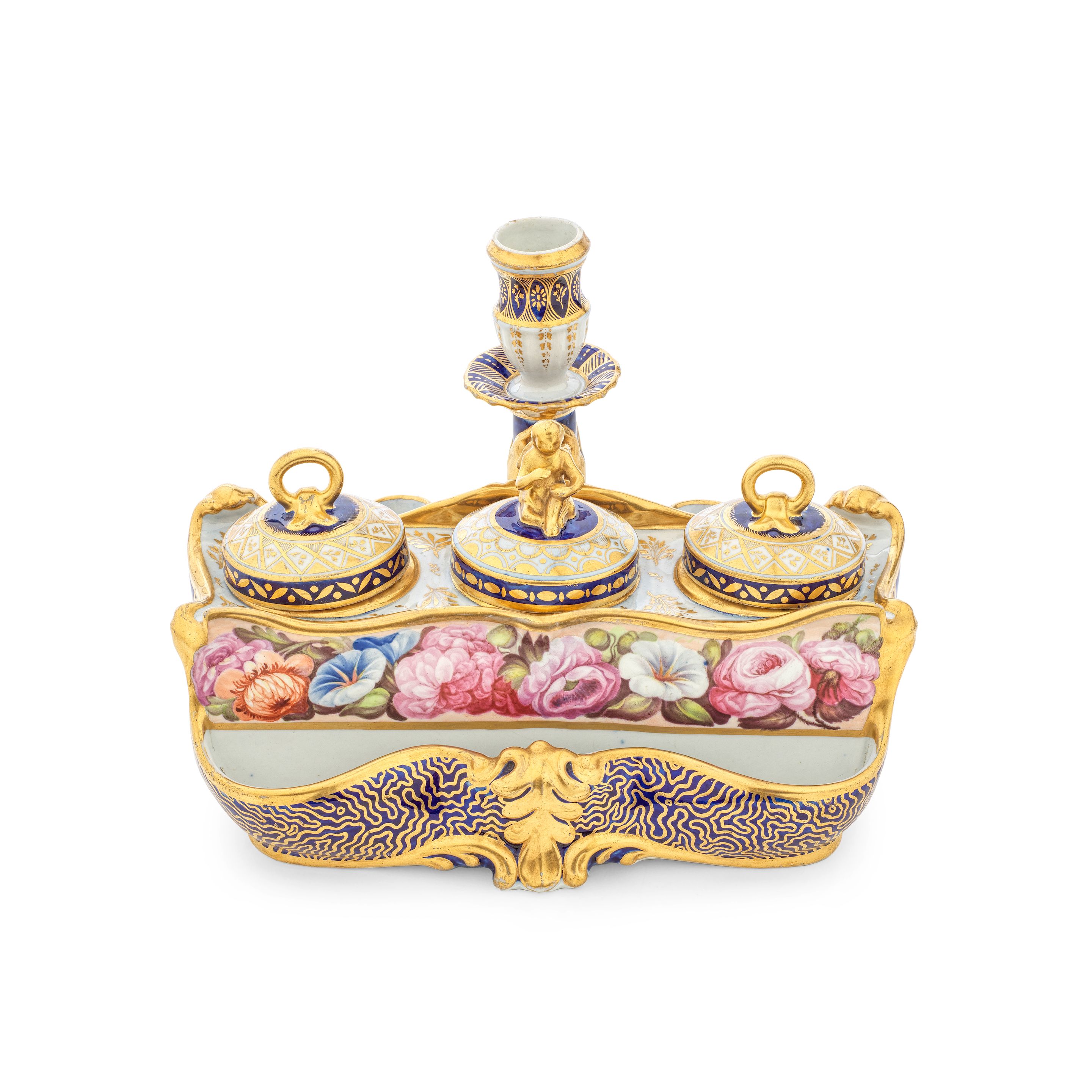 Bonhams : A Flight and Barr Worcester inkstand, inkwells and covers ...