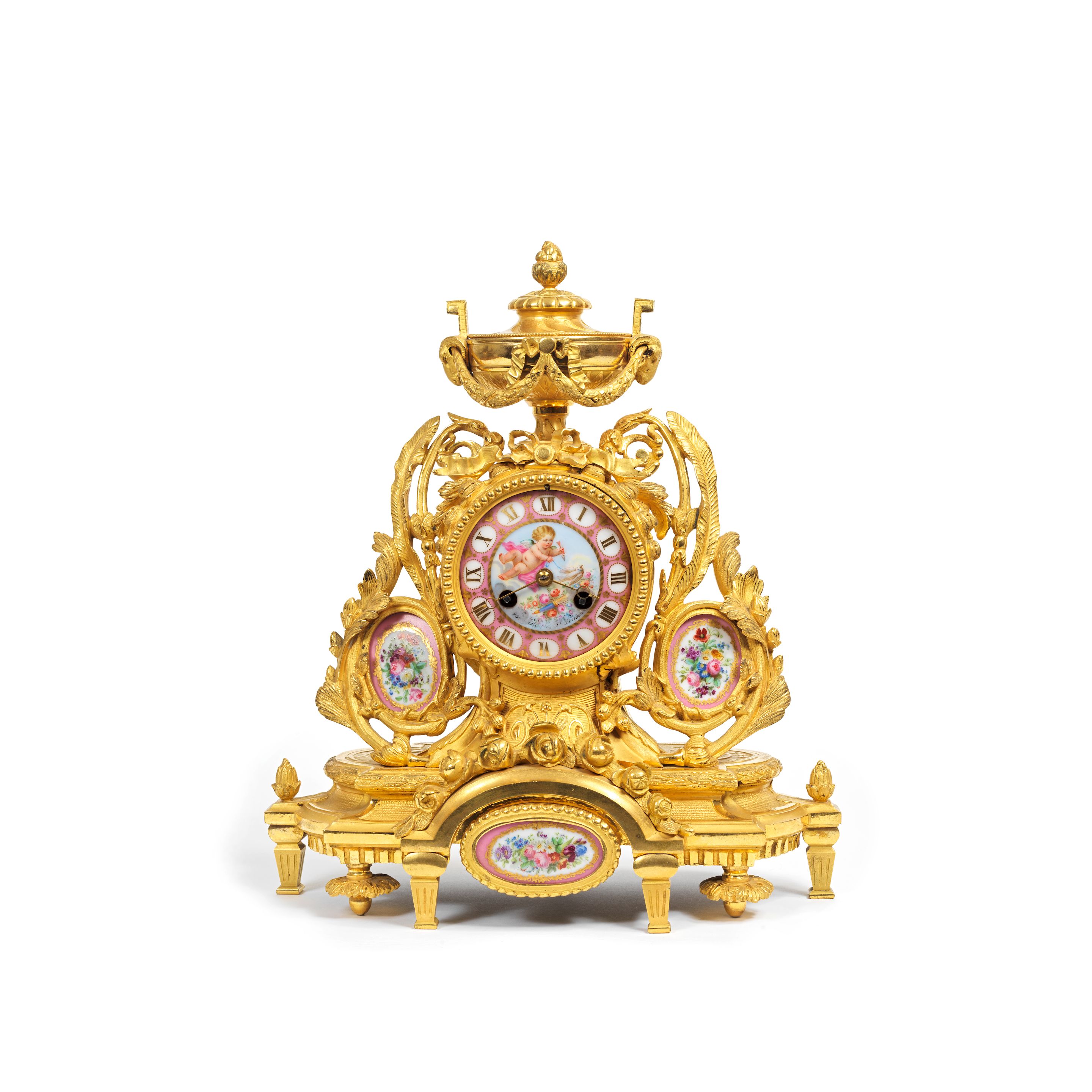 Bonhams : A late 19th century French gilt bronze and pink ground ...