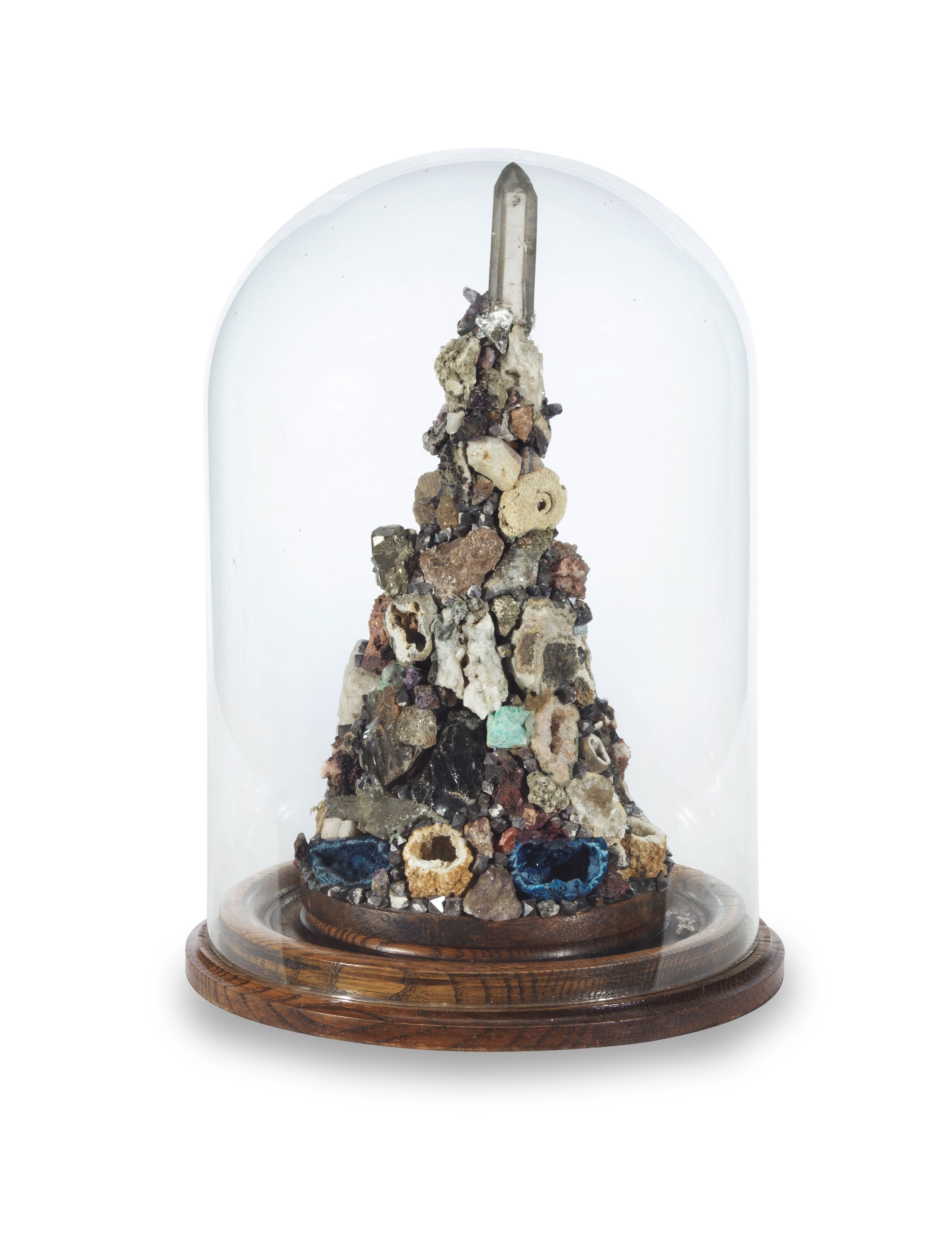 Bonhams : A 19th century mineral specimen display with glass dome