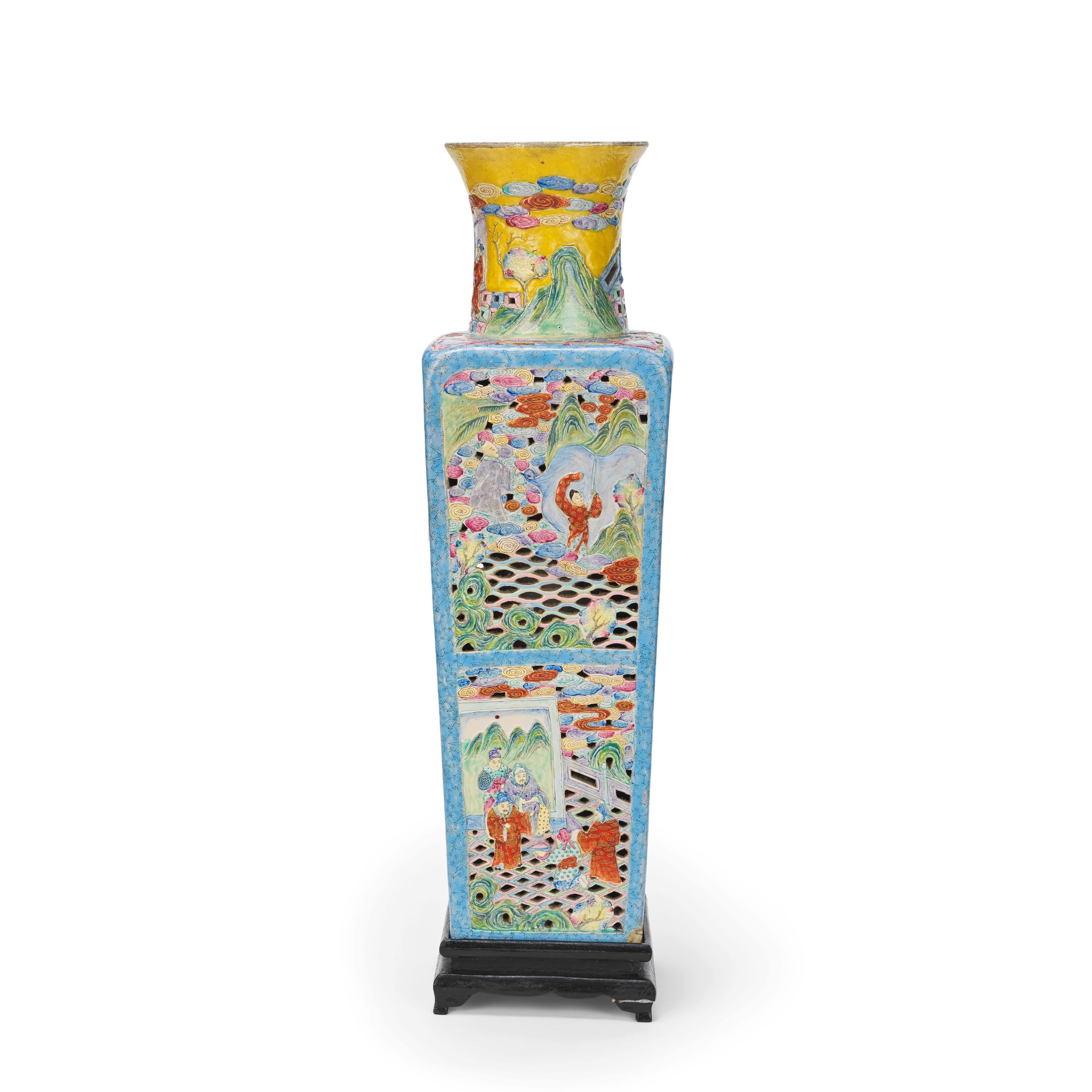 Bonhams : A FAMILLE ROSE RETICULATED DOUBLE-WALLED VASE Kangxi mark ...