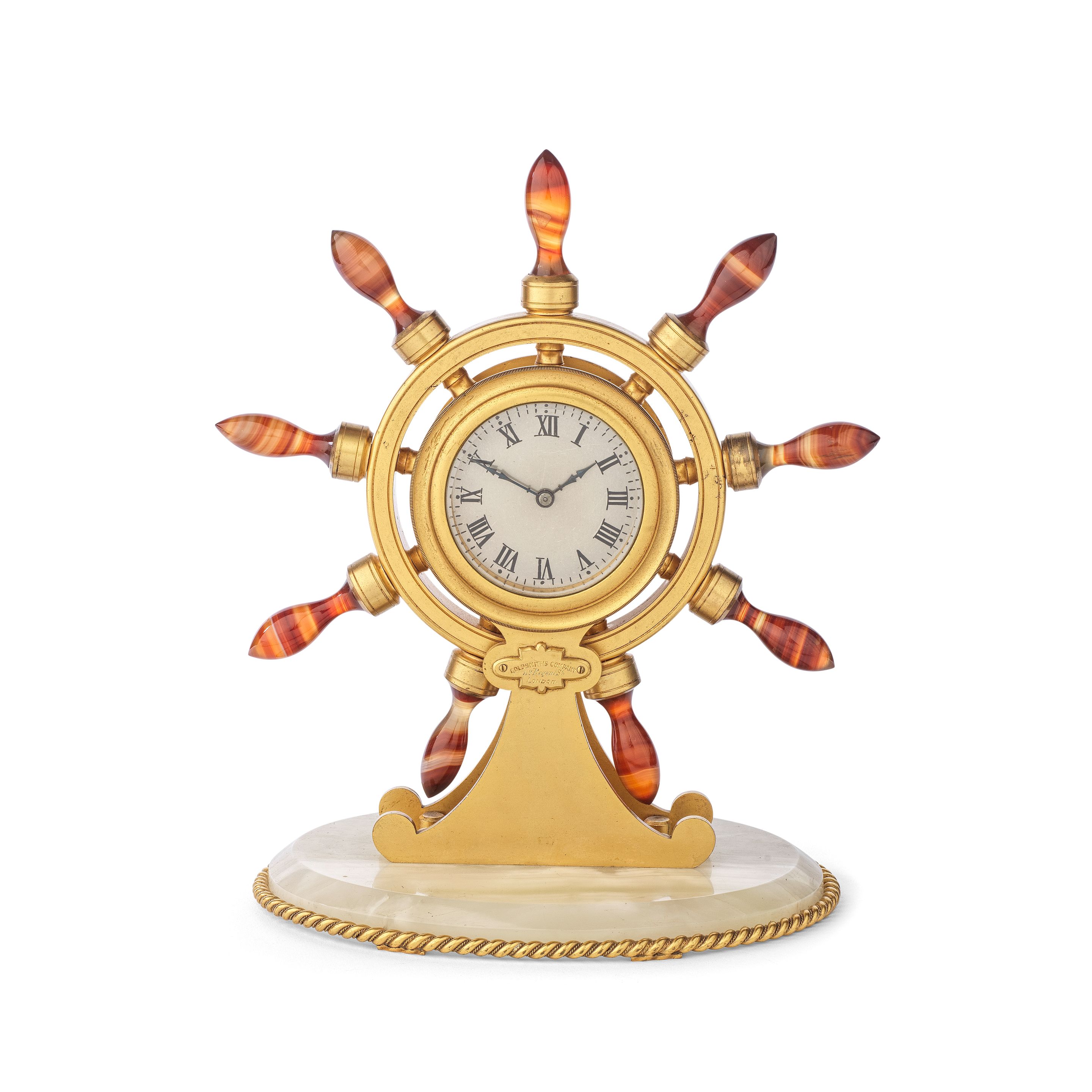Bonhams : An early 20th century gilt brass, agate and onyx ships wheel ...