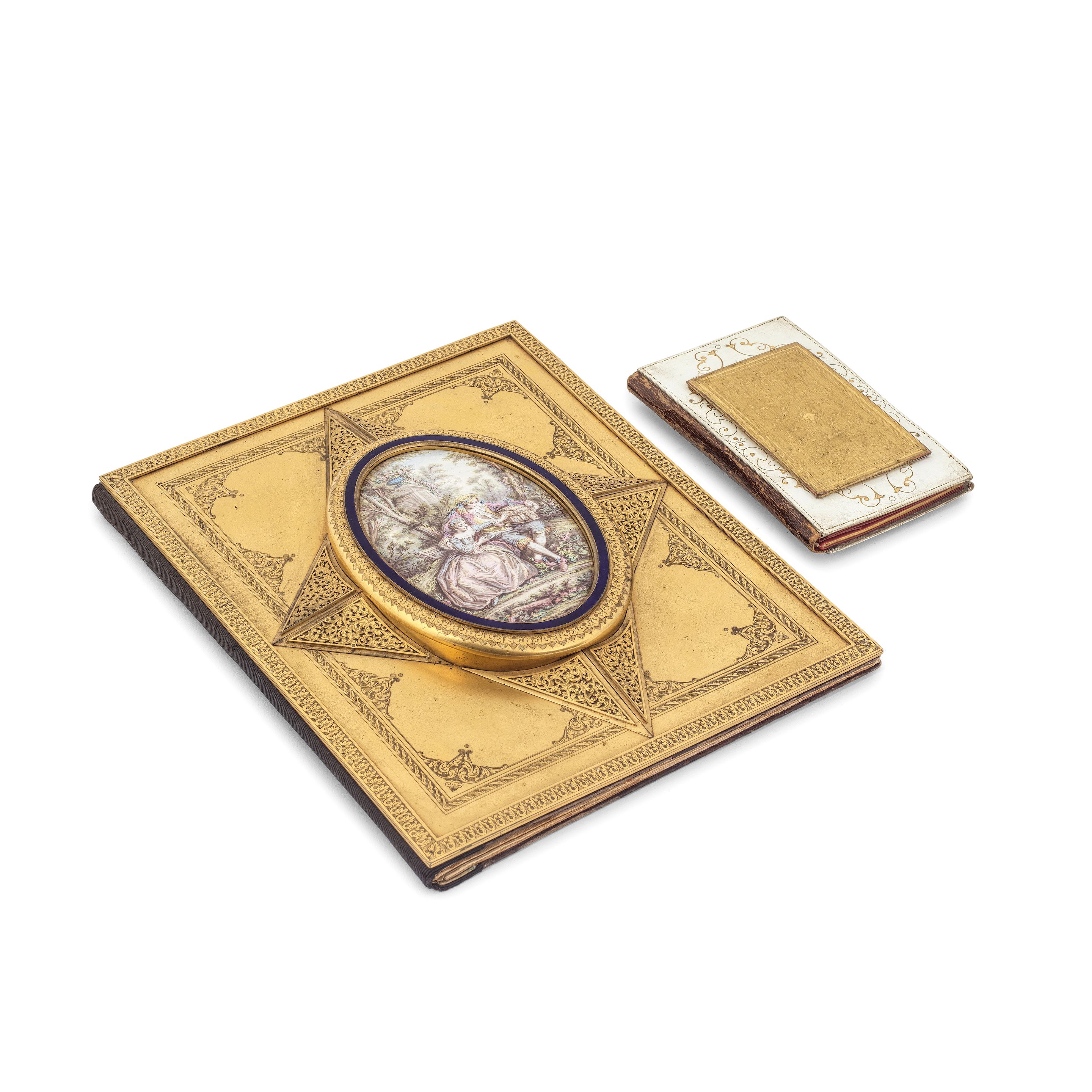 Bonhams : A late 19th century gilt brass and enamel blotter cover ...