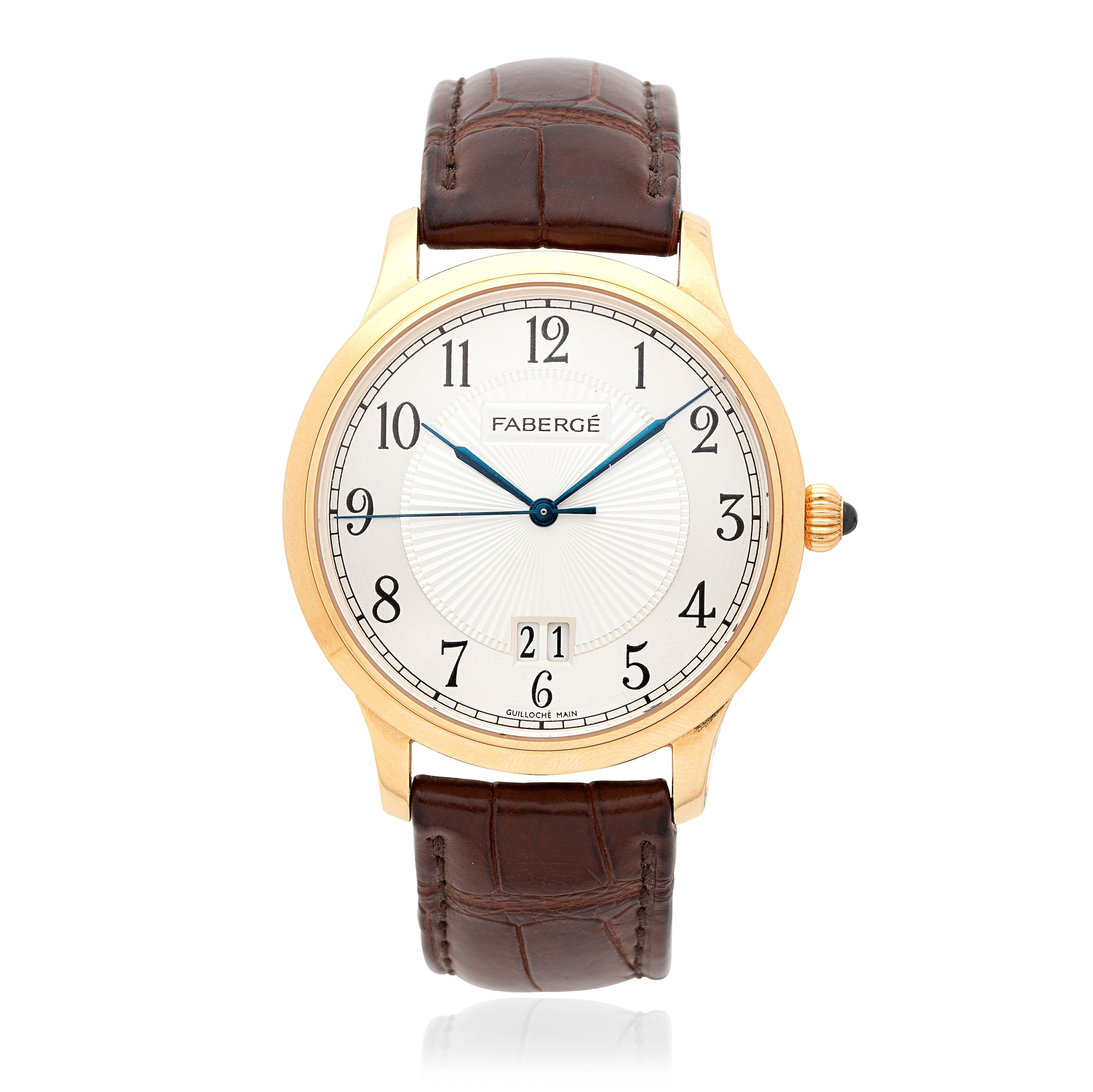 Bonhams : Fabergé. An 18K rose gold automatic calendar wristwatch ...