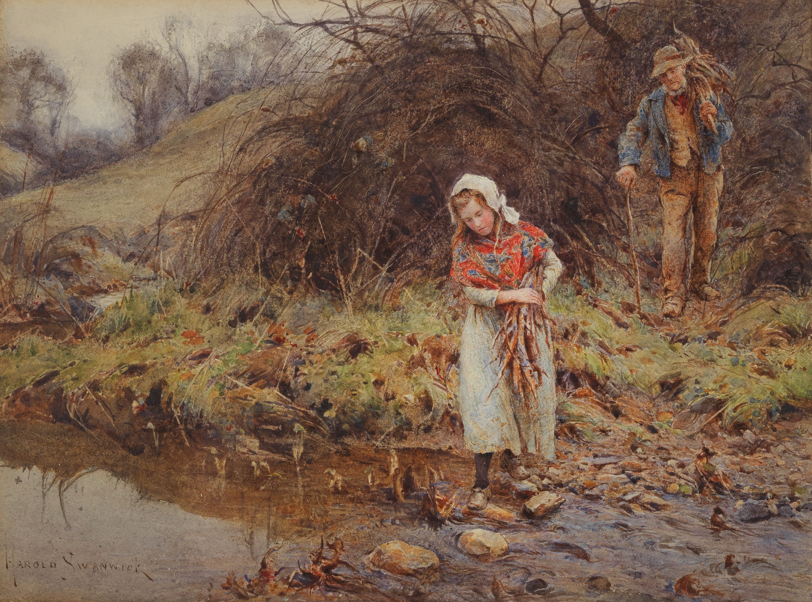 Bonhams : Harold Joseph Swanwick (British, 1866-1929) Stepping stones