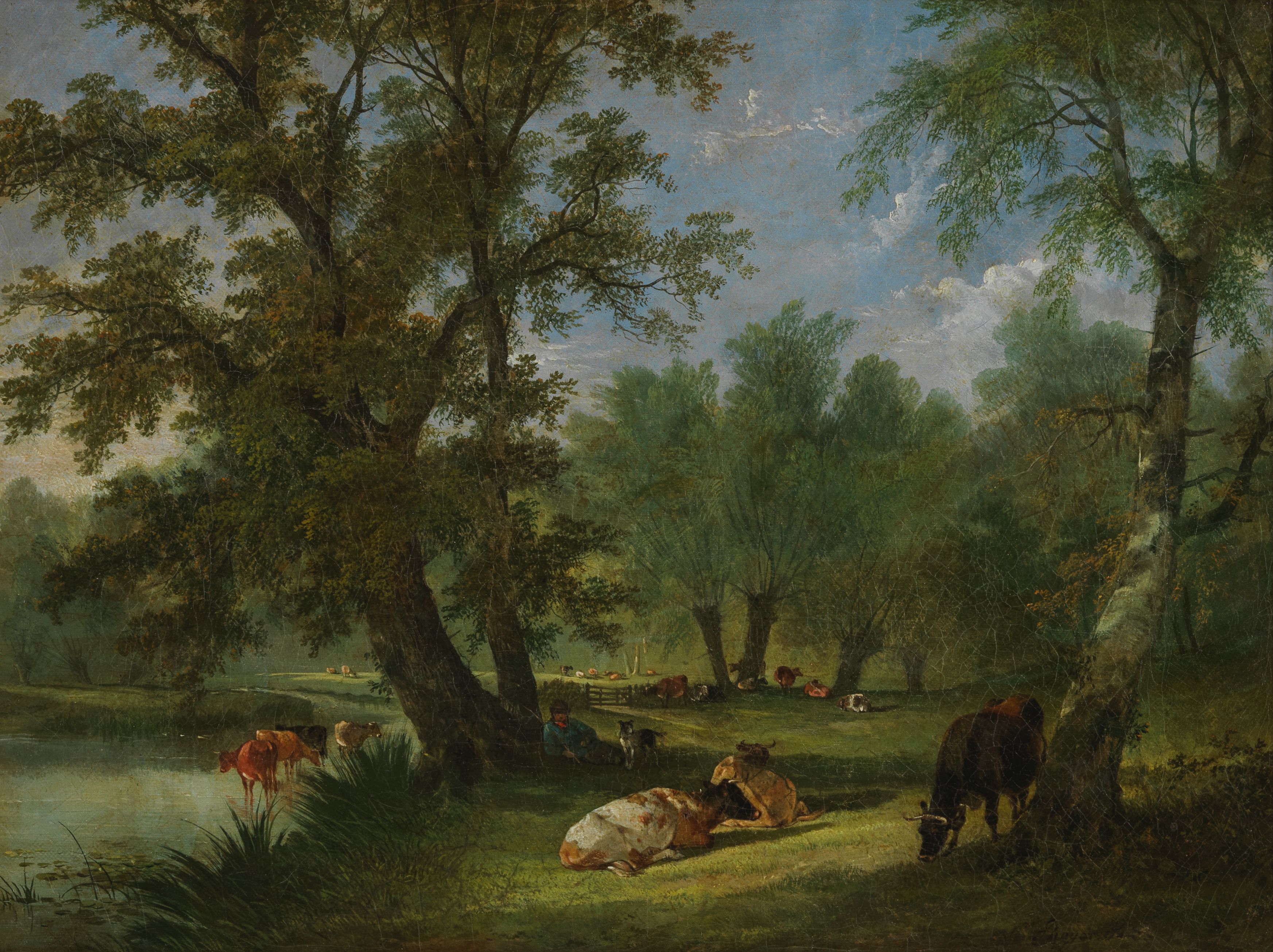Bonhams : Circle of William Shayer, Snr. (British, 1787-1879) Cattle in ...