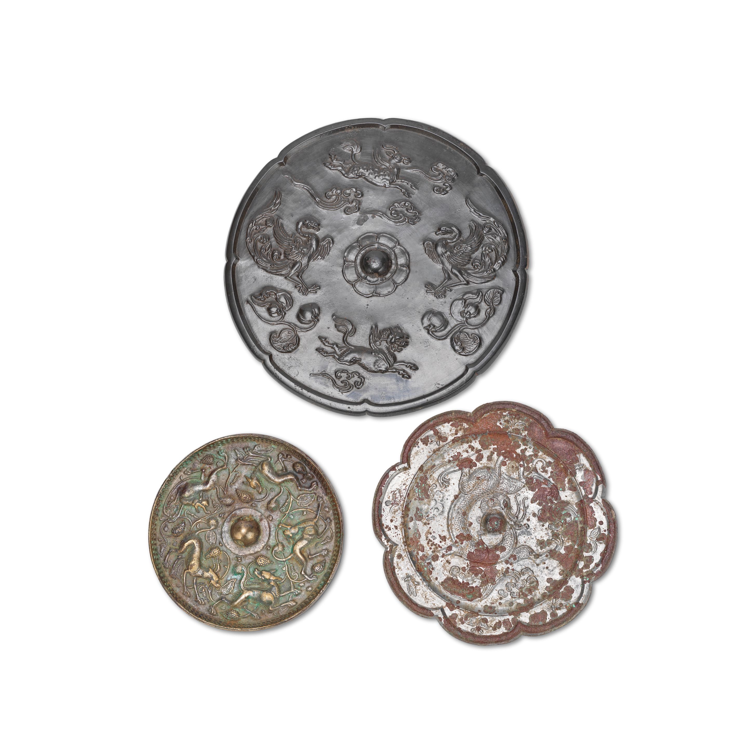 Bonhams : THREE BRONZE MIRRORS Tang Dynasty (3)