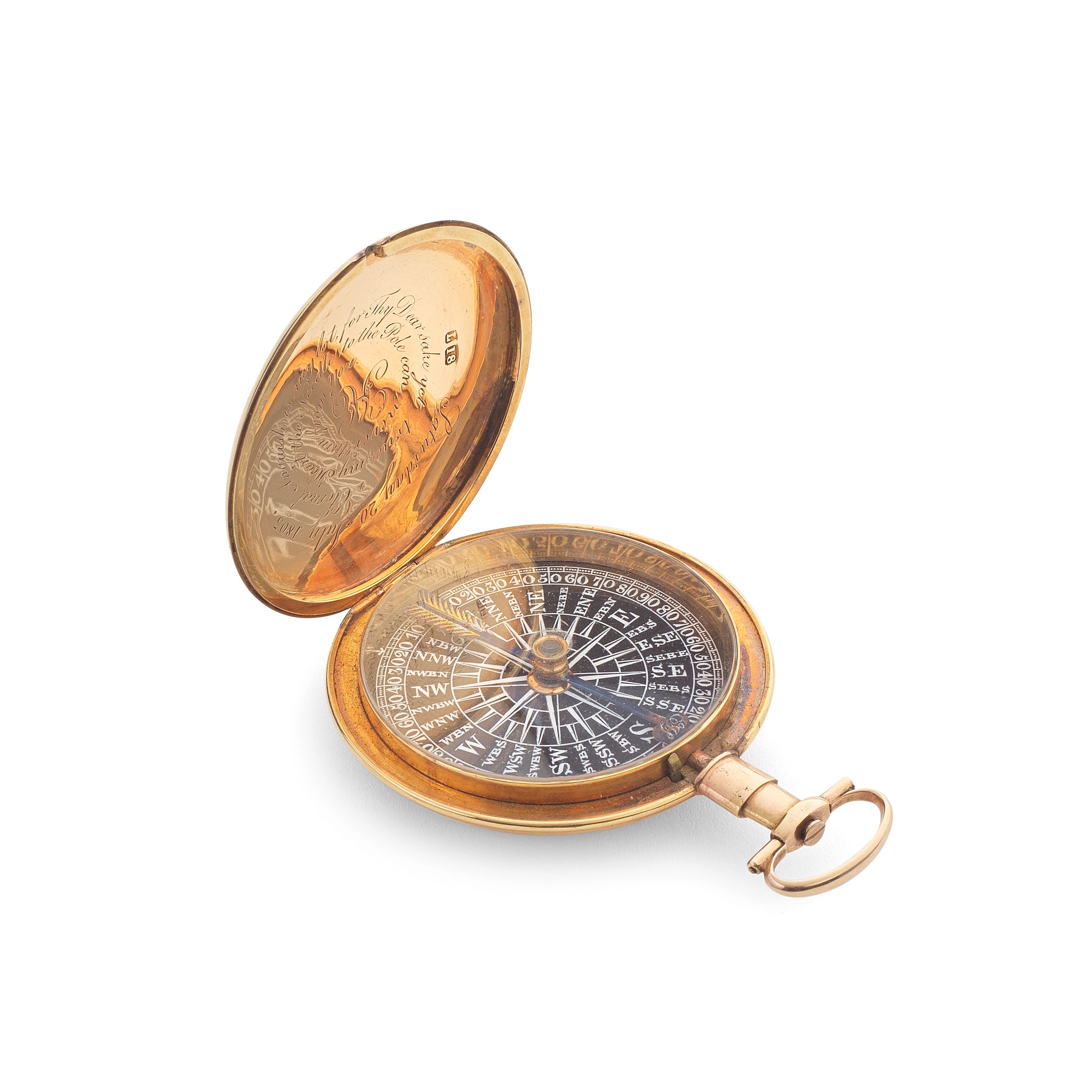 Bonhams : A gold pocket compass/love token, London, 1806,