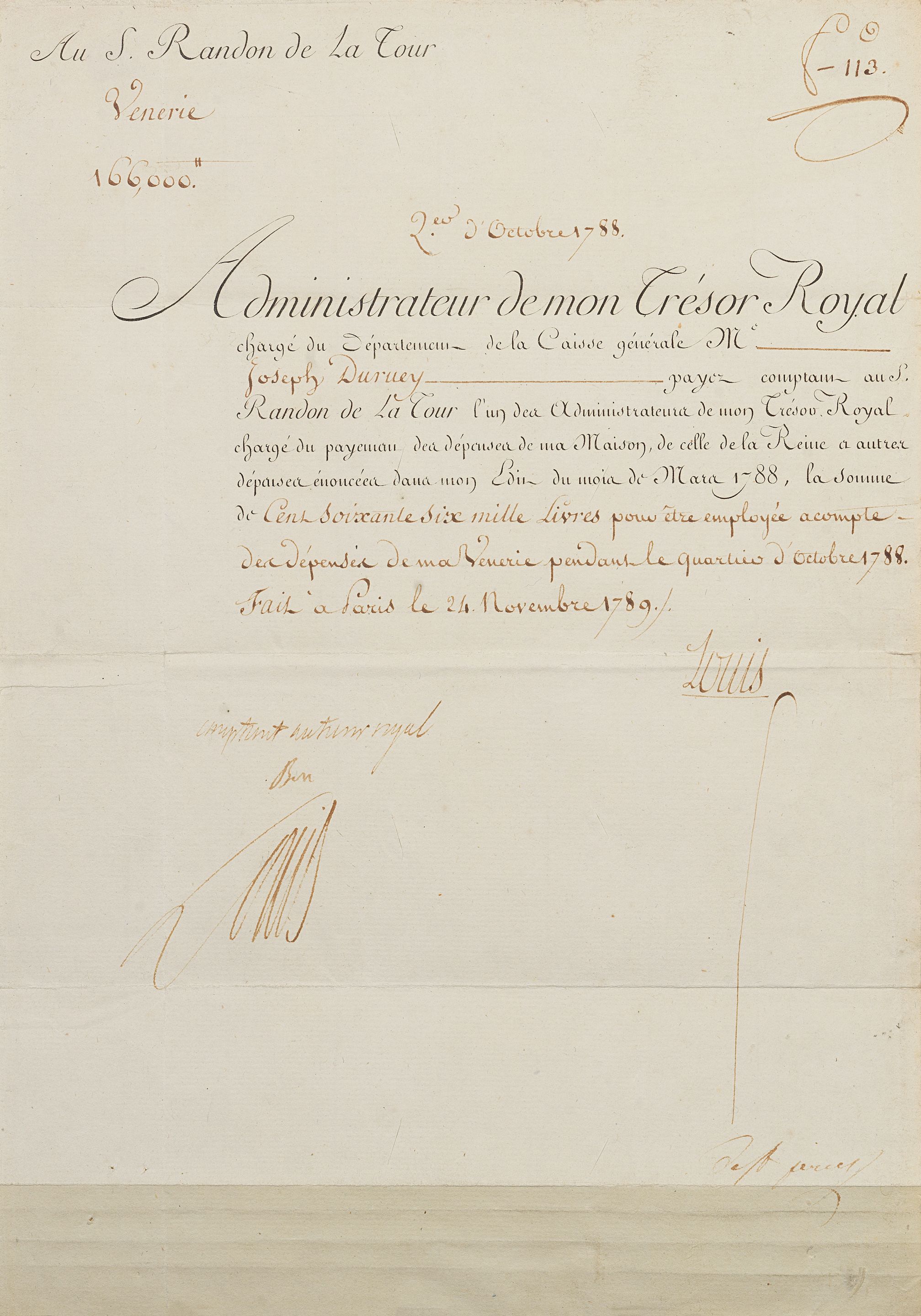 Bonhams : FRENCH REVOLUTION - LOUIS XVI Document signed and subscribed ...