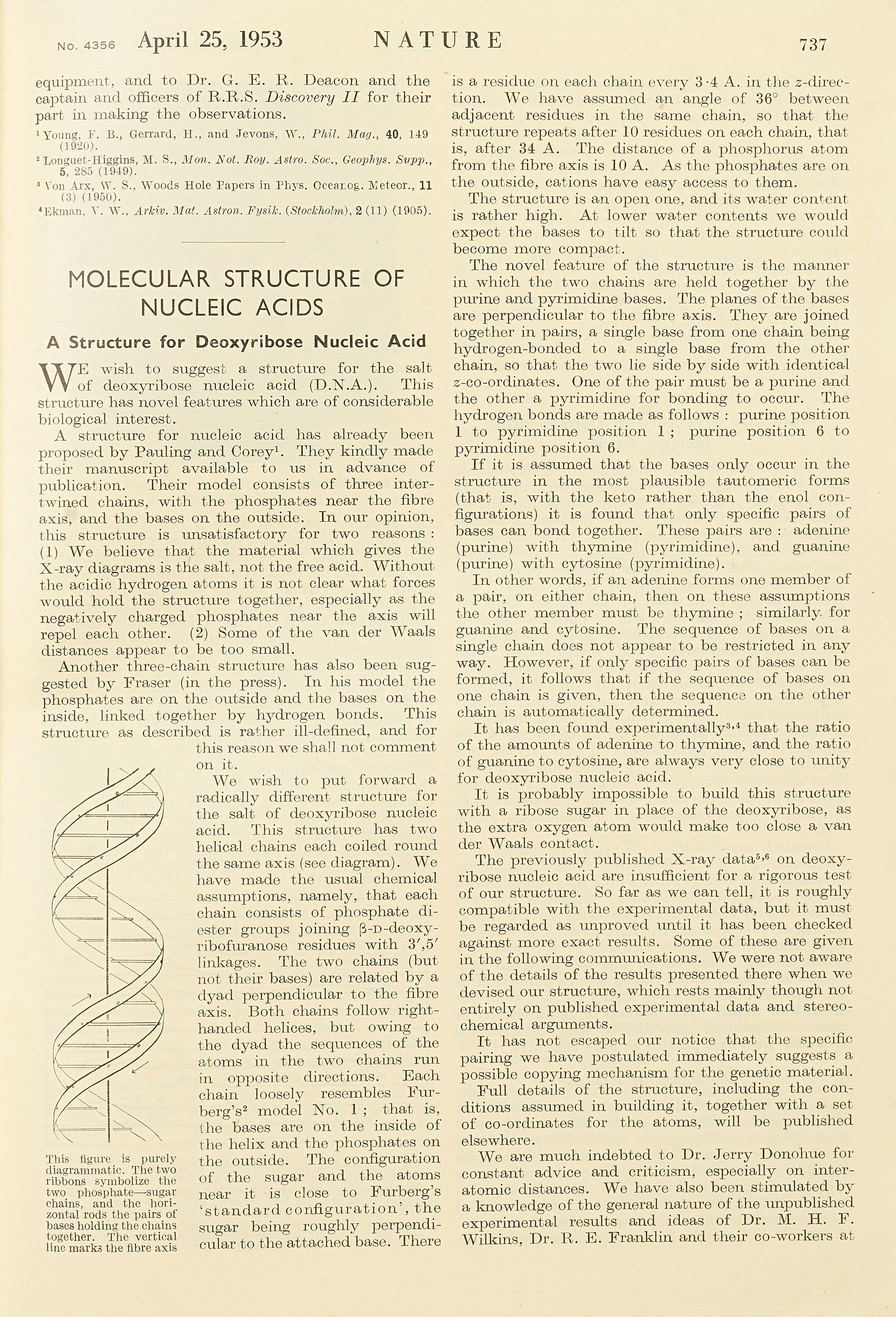 Bonhams : WATSON AND CRICK - DNA AND GENETICS WATSON (JAMES D.) AND FRANCIS H.C. CRICK et al ...