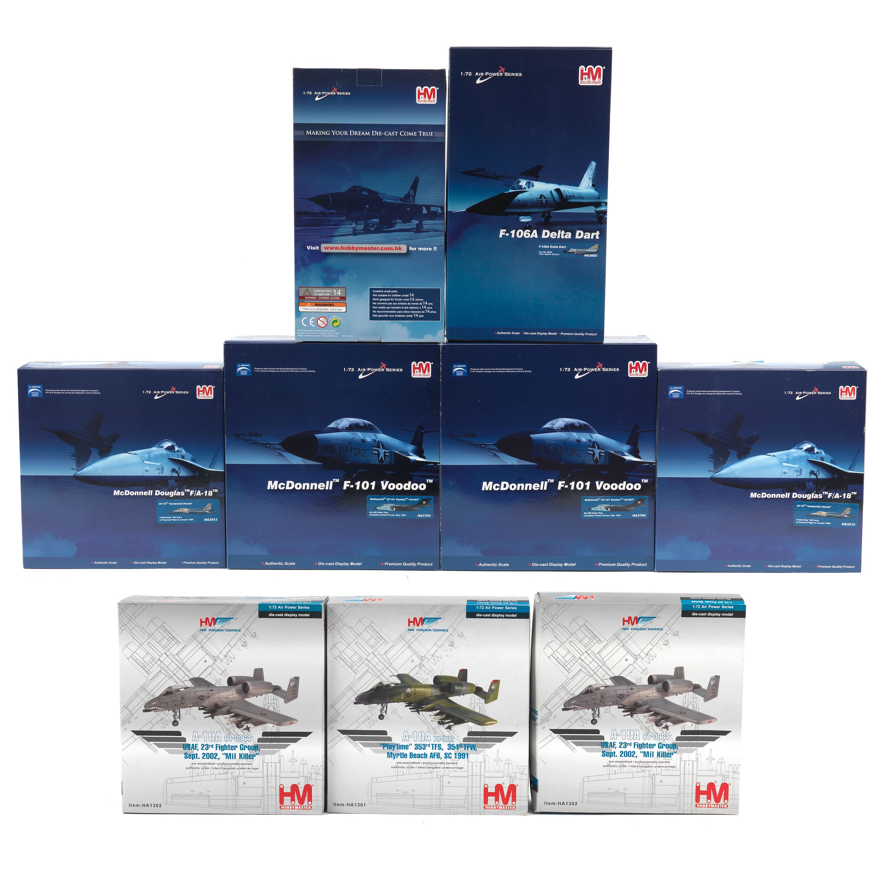 Bonhams Cars : Nine boxed 172 scale die-cast American jet fighter ...