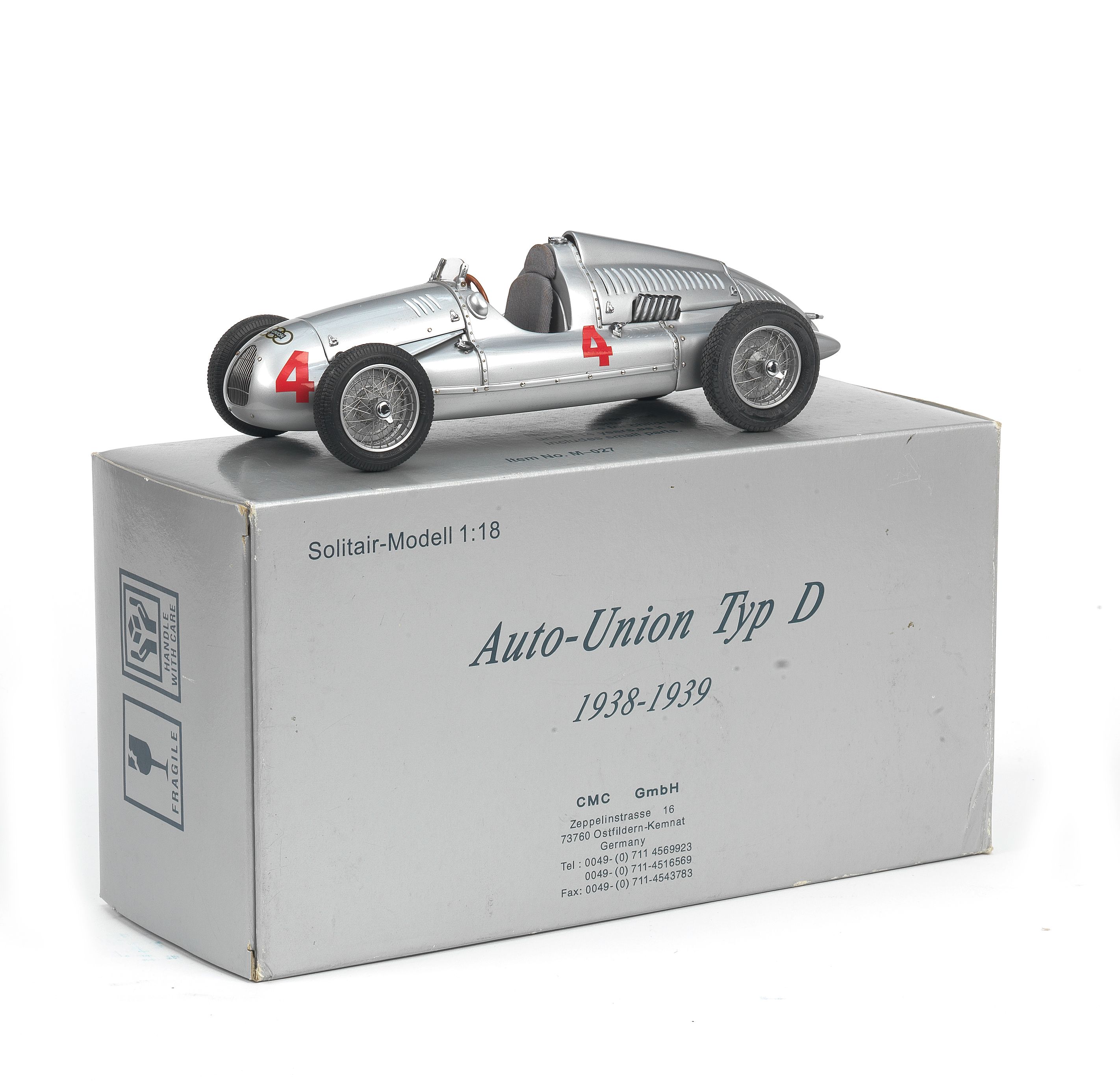 Bonhams Cars : A boxed 118 scale die-cast model of the 1938-1939 Auto-Union Type D by CMC Models ...