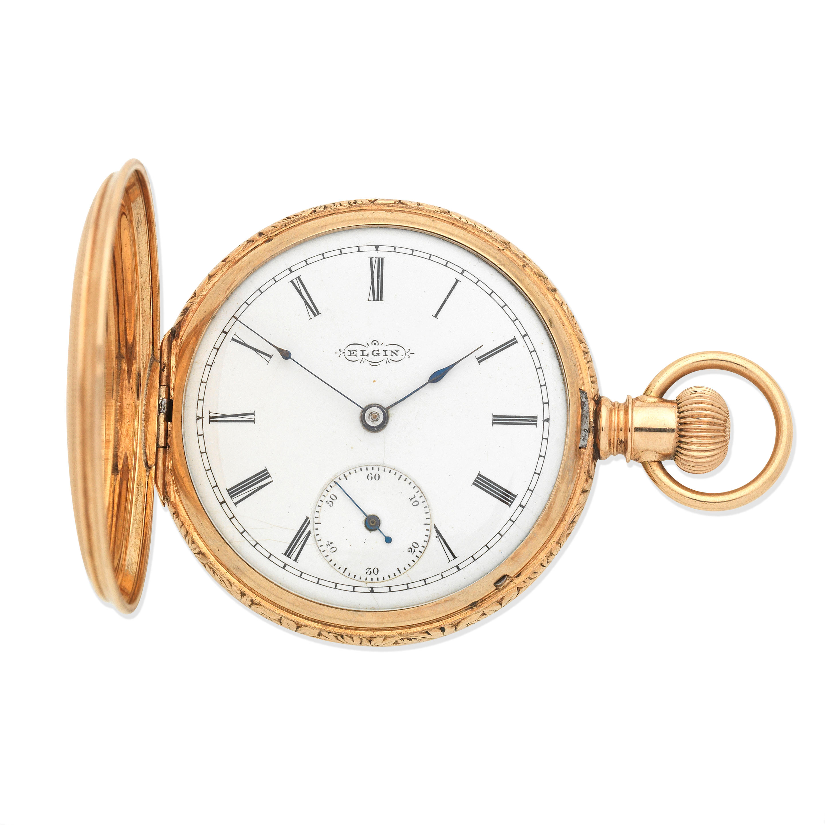Bonhams Elgin A 14k Gold Keyless Wind Full Hunter Pocket Watch With