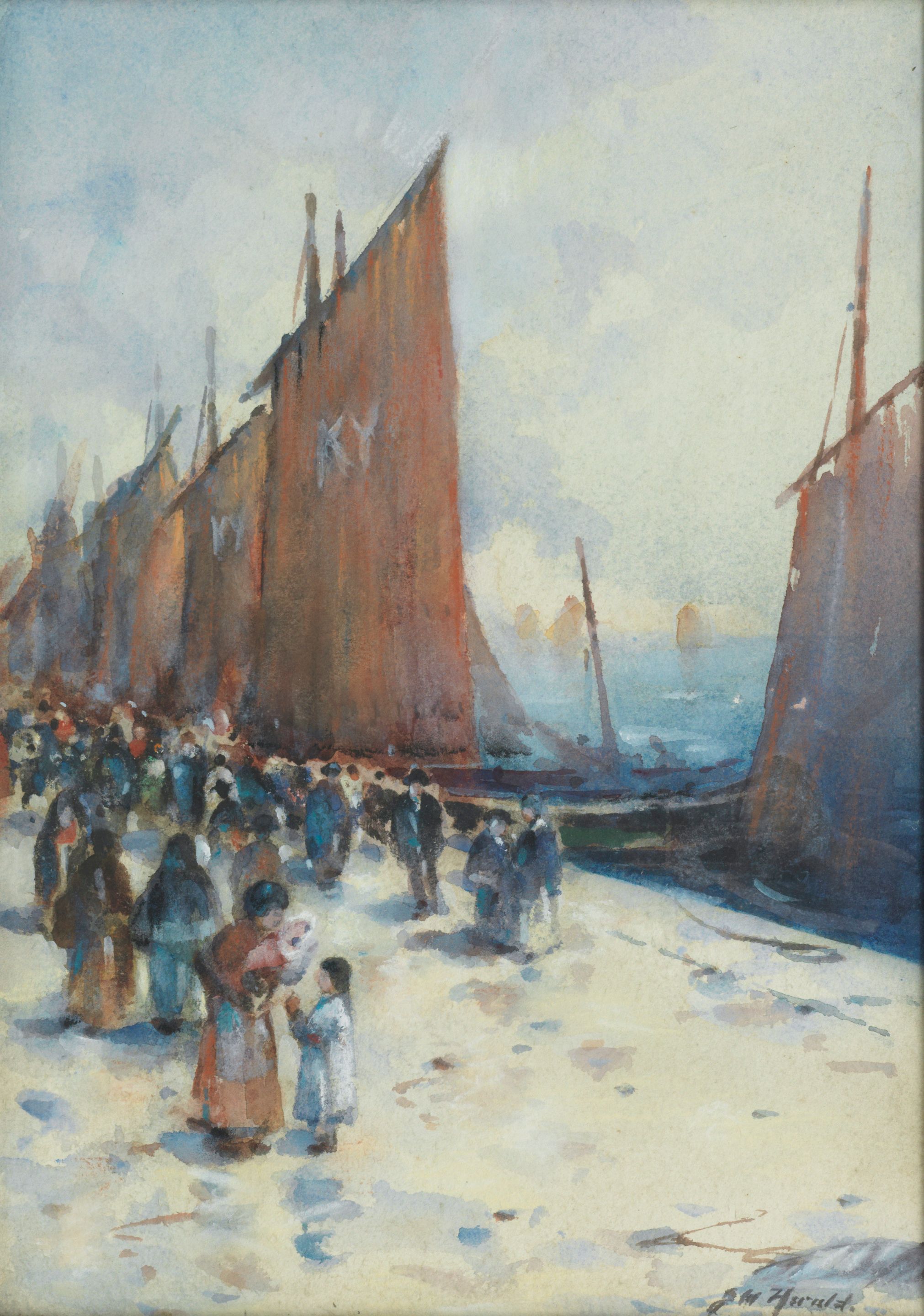 Bonhams : James Watterston Herald (British, 1859-1914) Herring boats ...