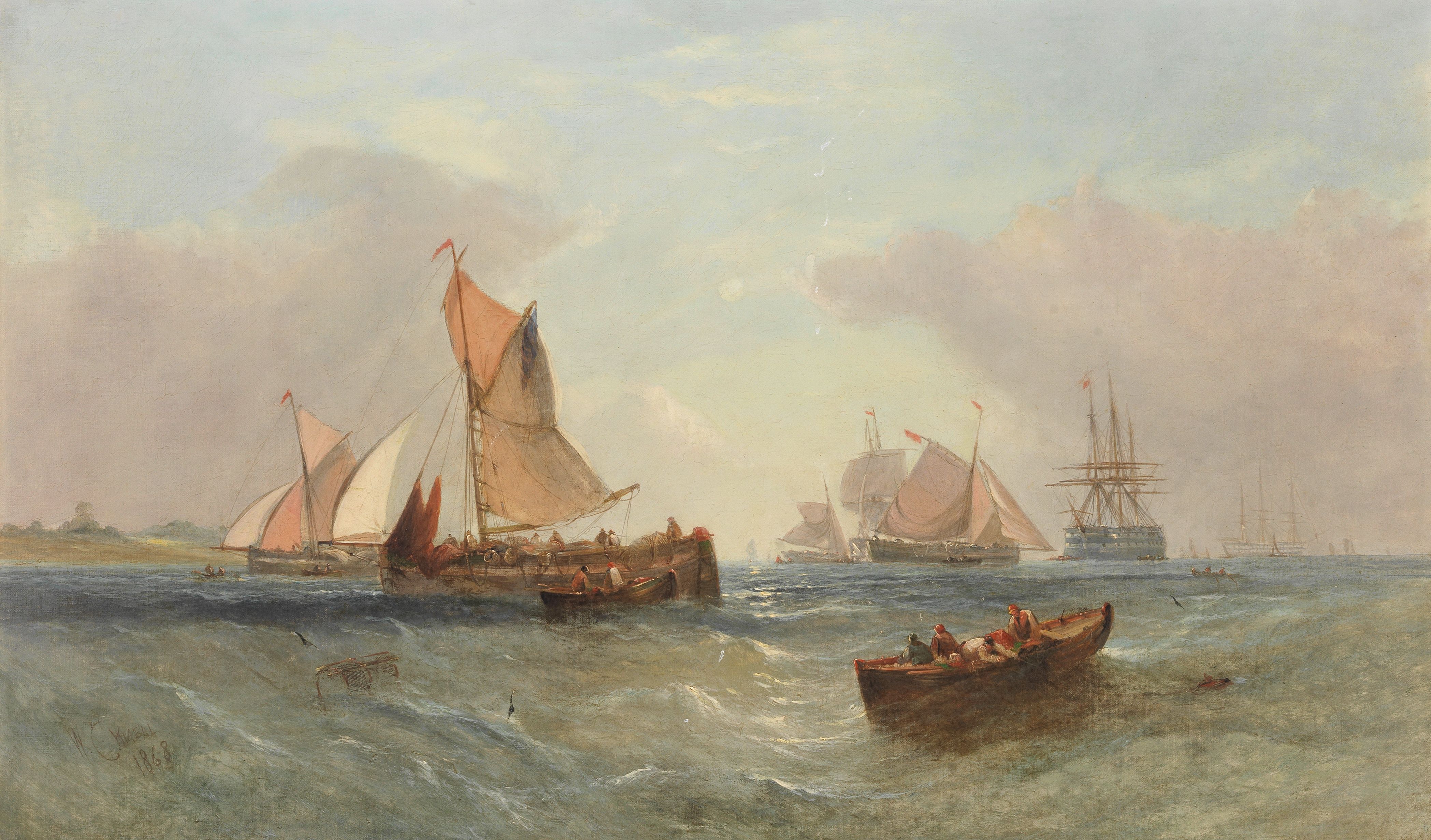 Bonhams : William Callcott Knell (British, 1830-1876) Shrimpers ...