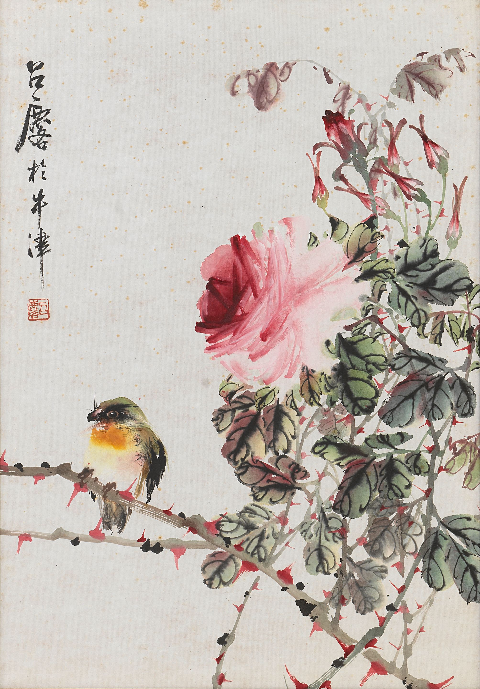 Bonhams : FANG ZHAOLING (1914-2006) Bird on a Flowering Branch