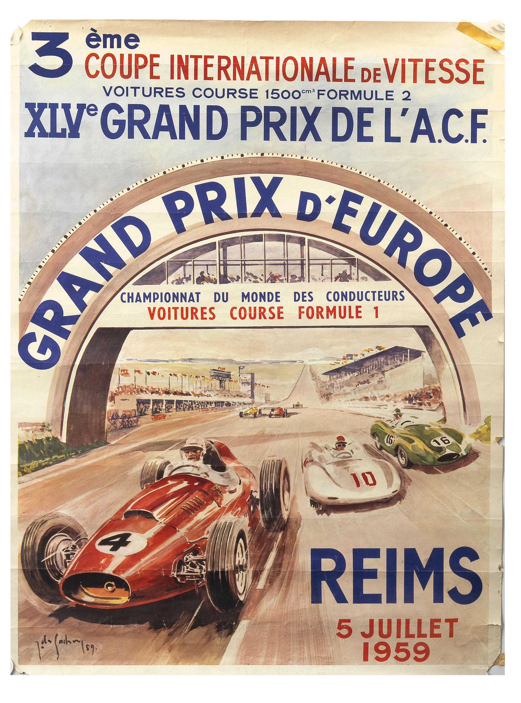 Bonhams Cars : A Grand Prix de L'ACF Reims 1959 poster for the Grand ...
