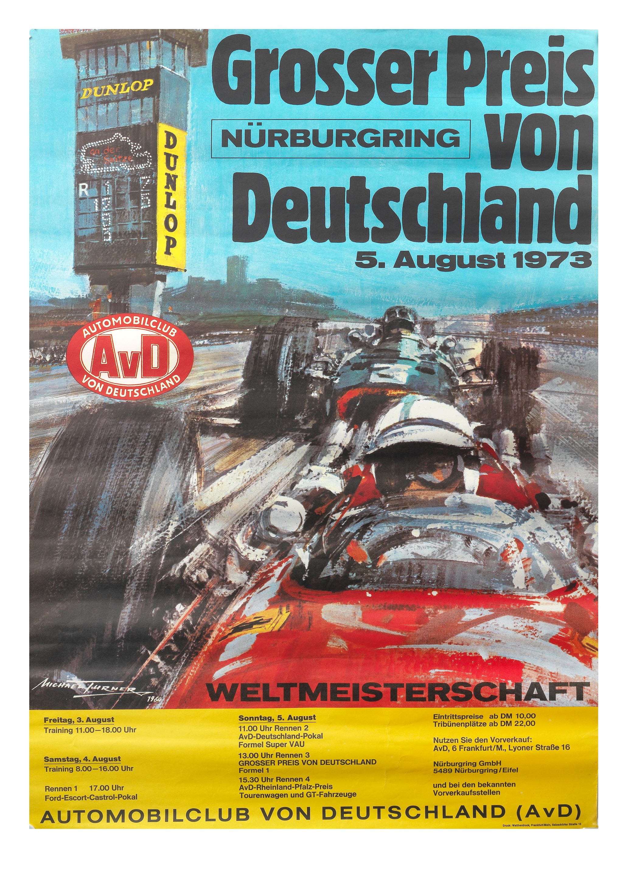 Bonhams Cars : A poster for the German Grand Prix 1973,