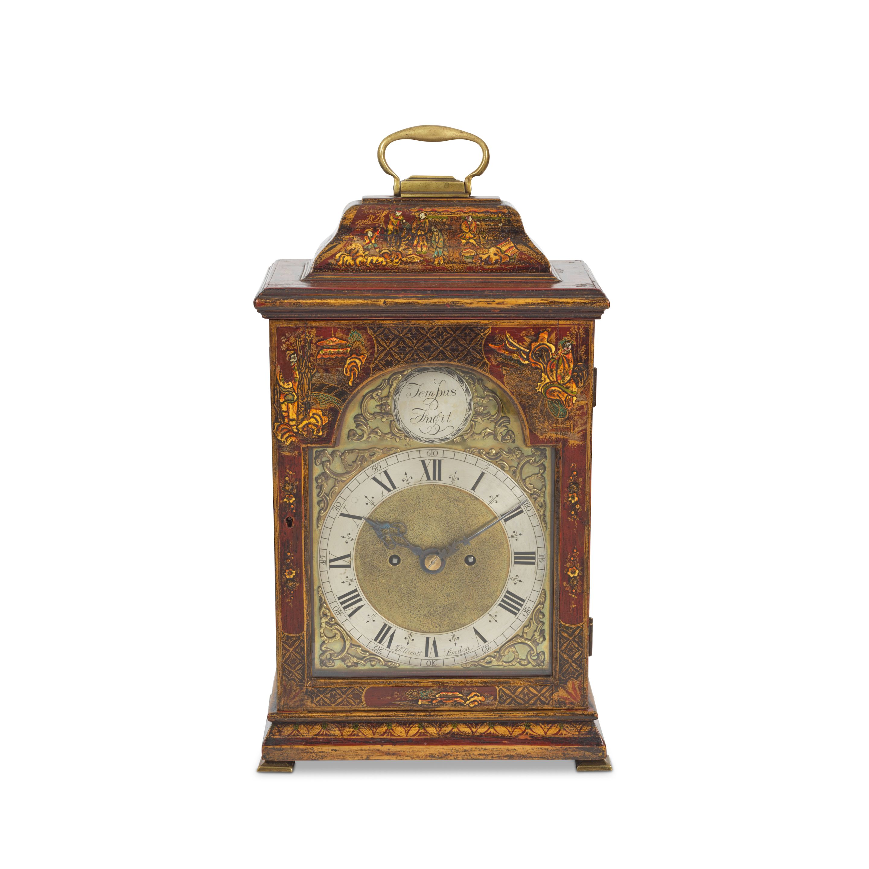 Bonhams : A red and gilt Japanned table/bracket clock parts 18th ...