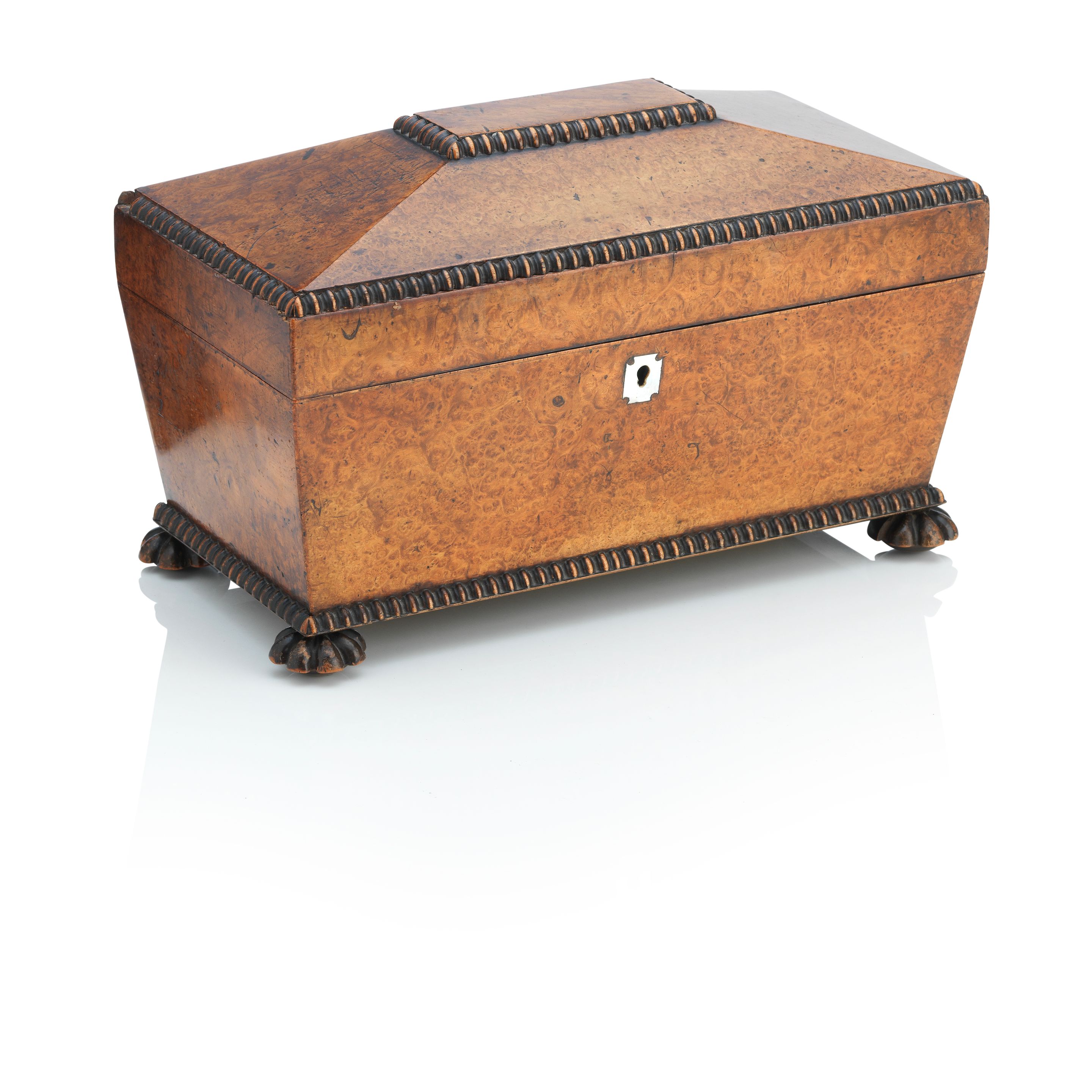 Bonhams : A Scottish Regency amboyna tea caddy Circa 1820
