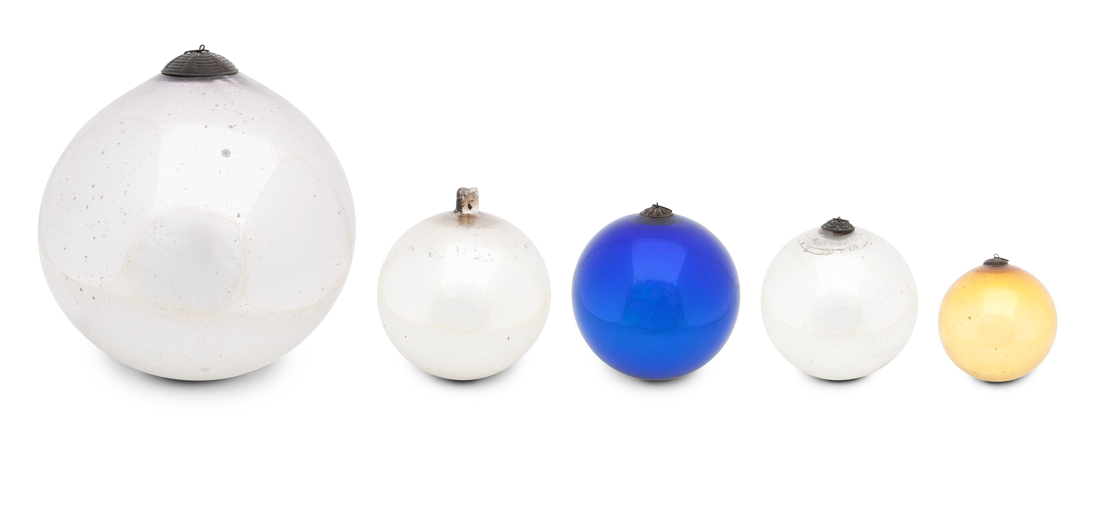 Bonhams : Five Victorian blown glass 'witches' balls'