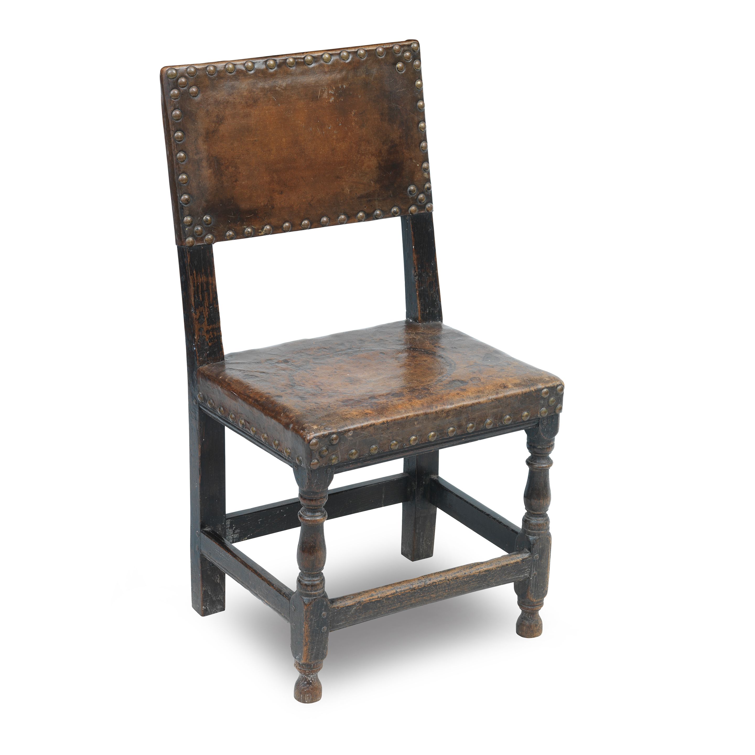 Bonhams : A Cromwellian period oak back stool Mid 17th Century
