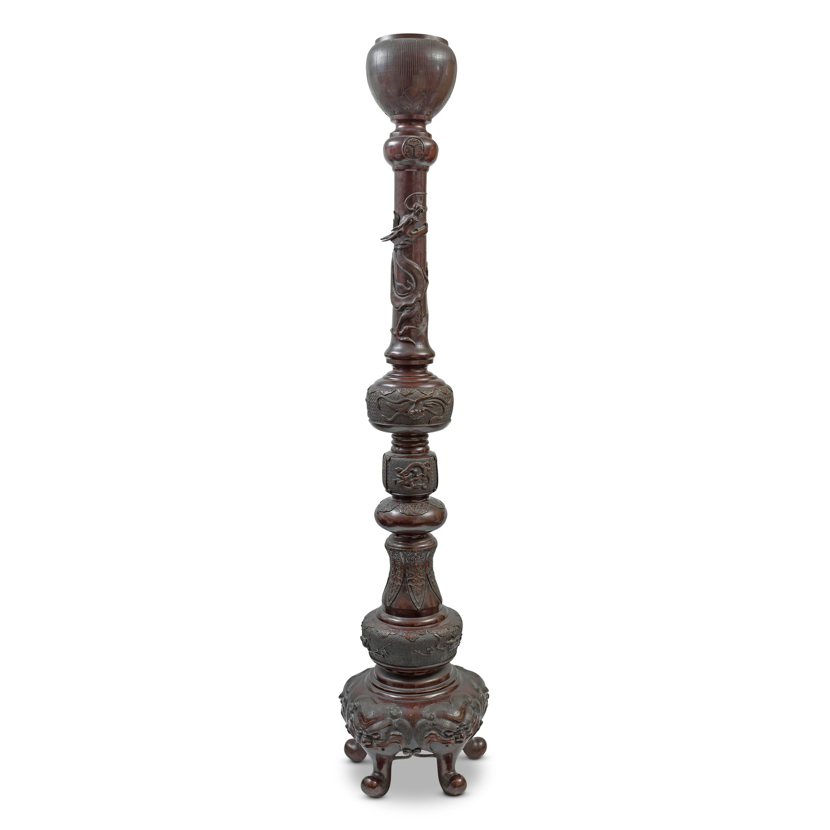 Bonhams : A large Japanese patinated copper alloy floor-standing temple ...