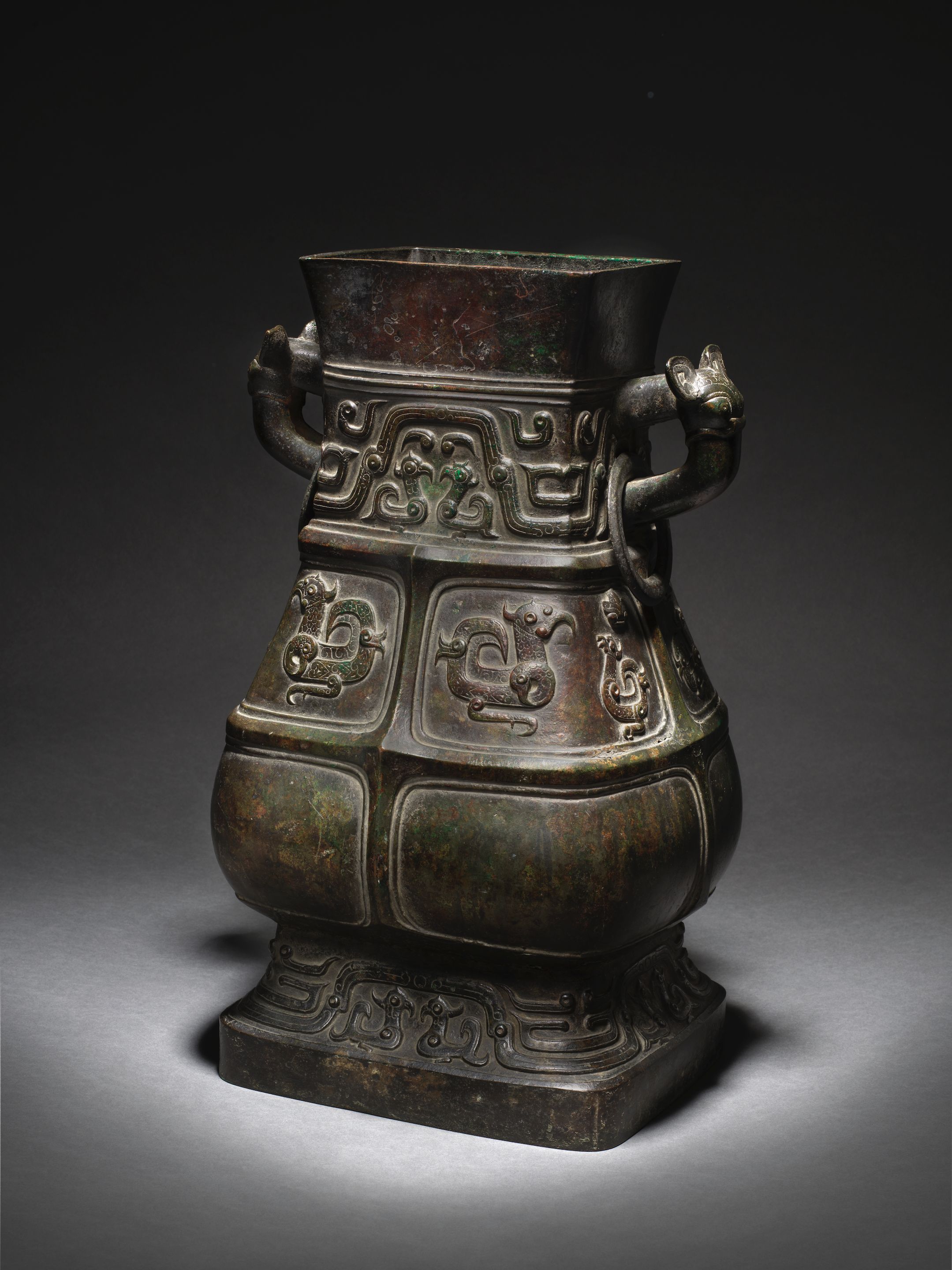 Bonhams : AN IMPORTANT AND RARE MONUMENTAL ARCHAISTIC BRONZE RITUAL ...