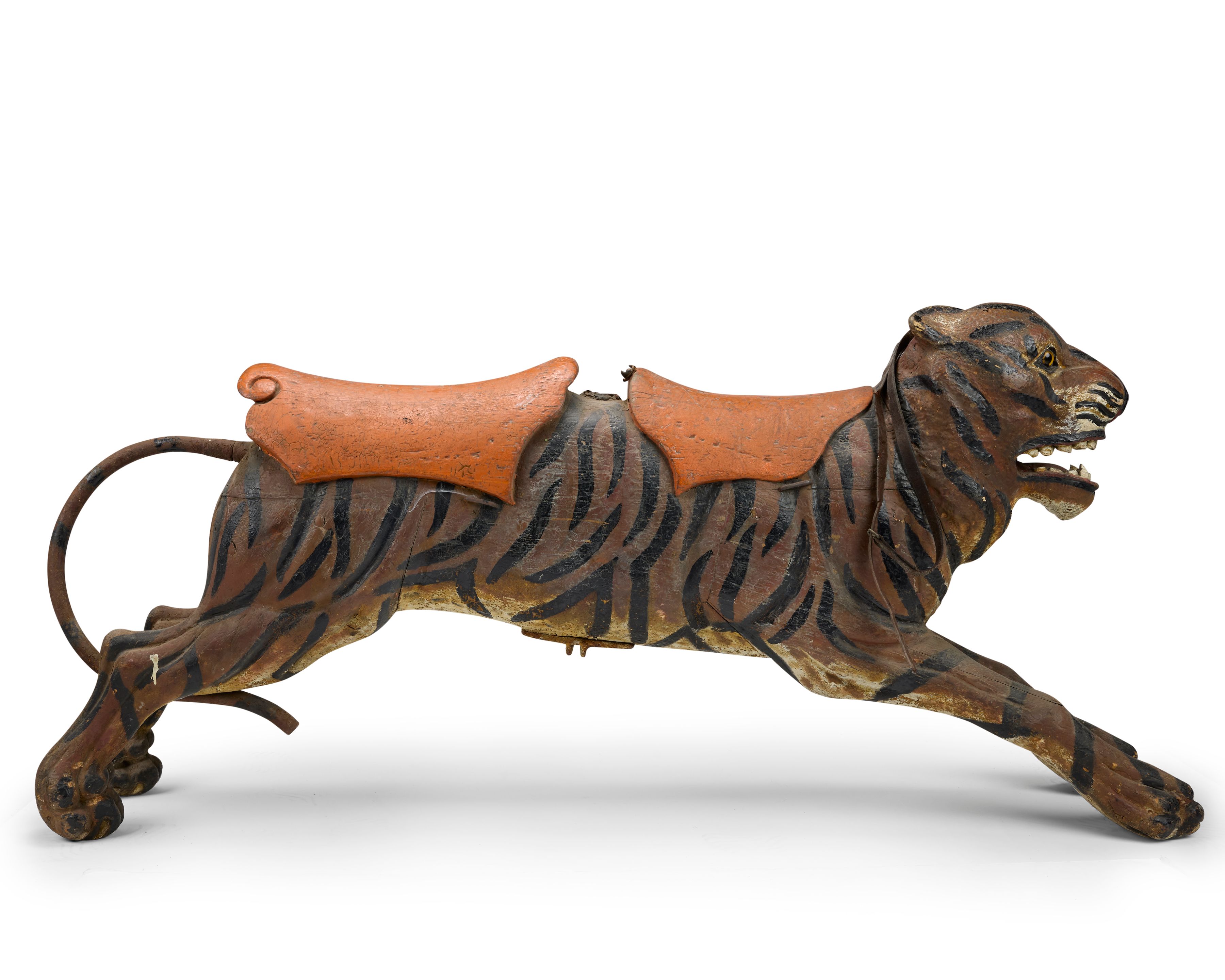 Bonhams : A carved and painted double-seater galloping figure of a ...