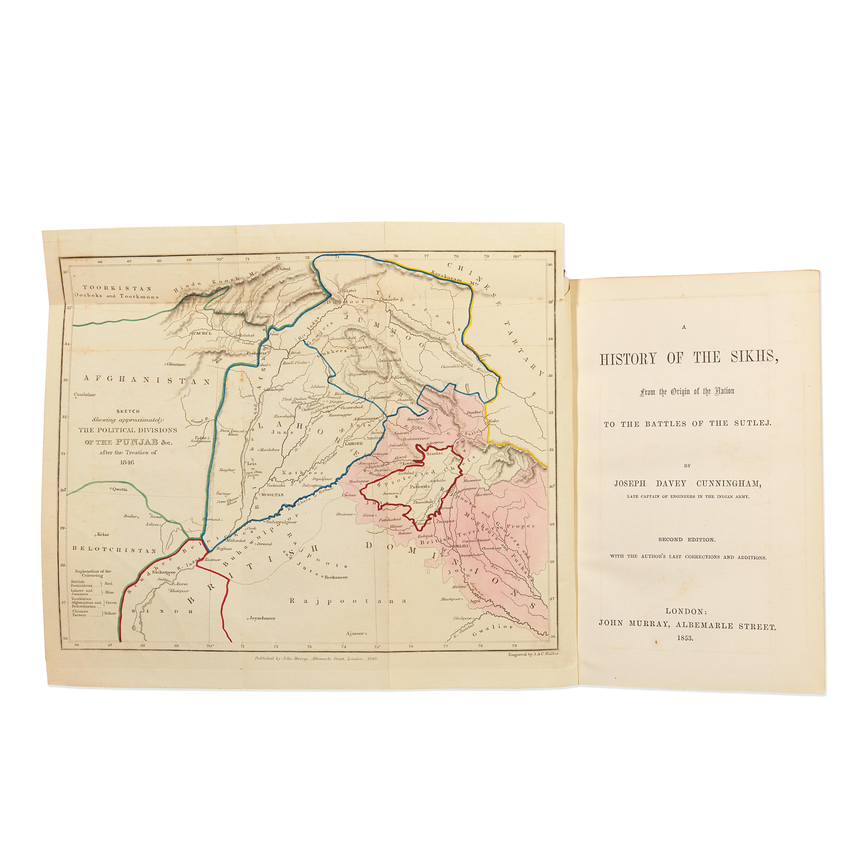 Bonhams : CUNNINGHAM (JOSEPH DAVEY) A History of the Sikhs, from the ...