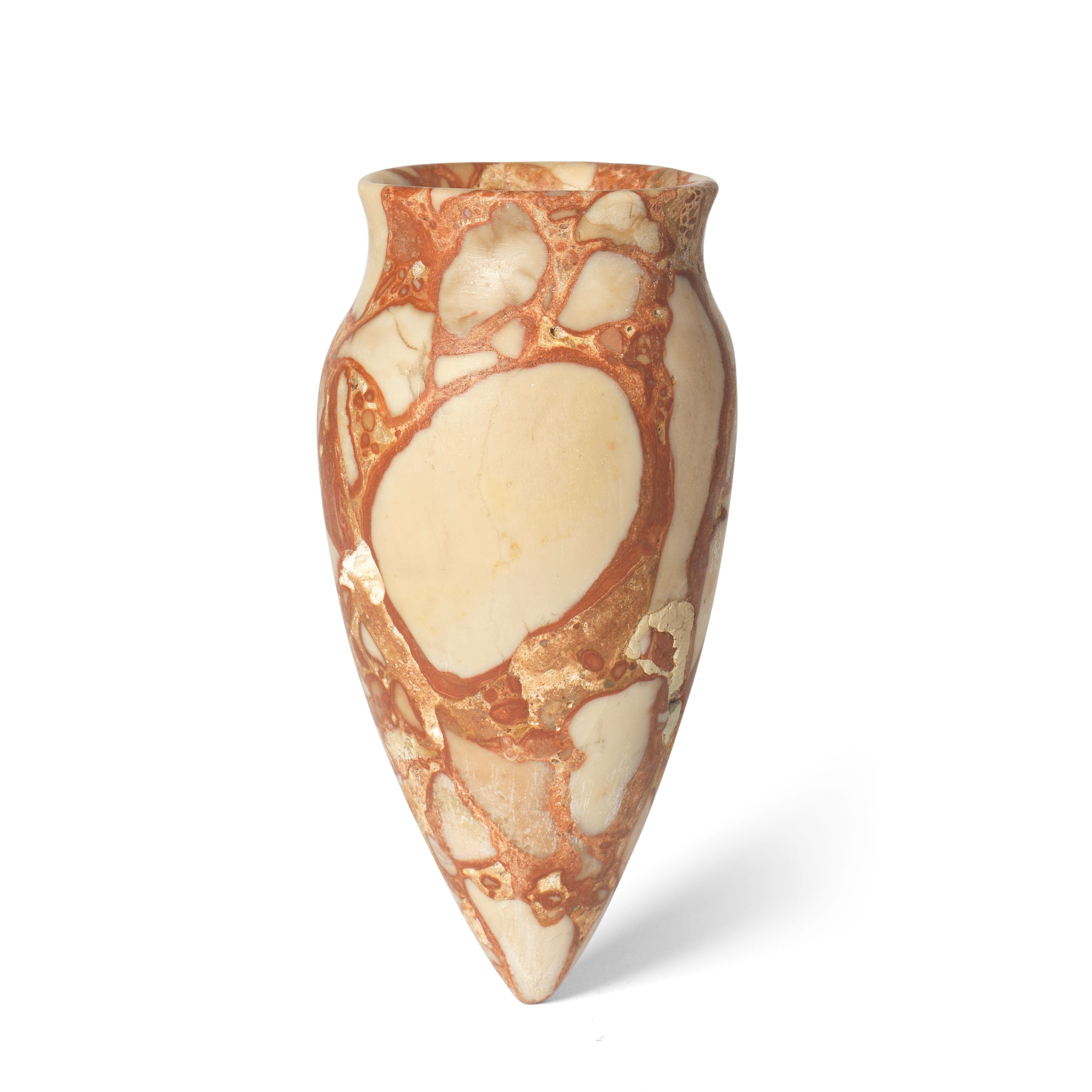 Bonhams : An Egyptian red breccia pointed alabastron