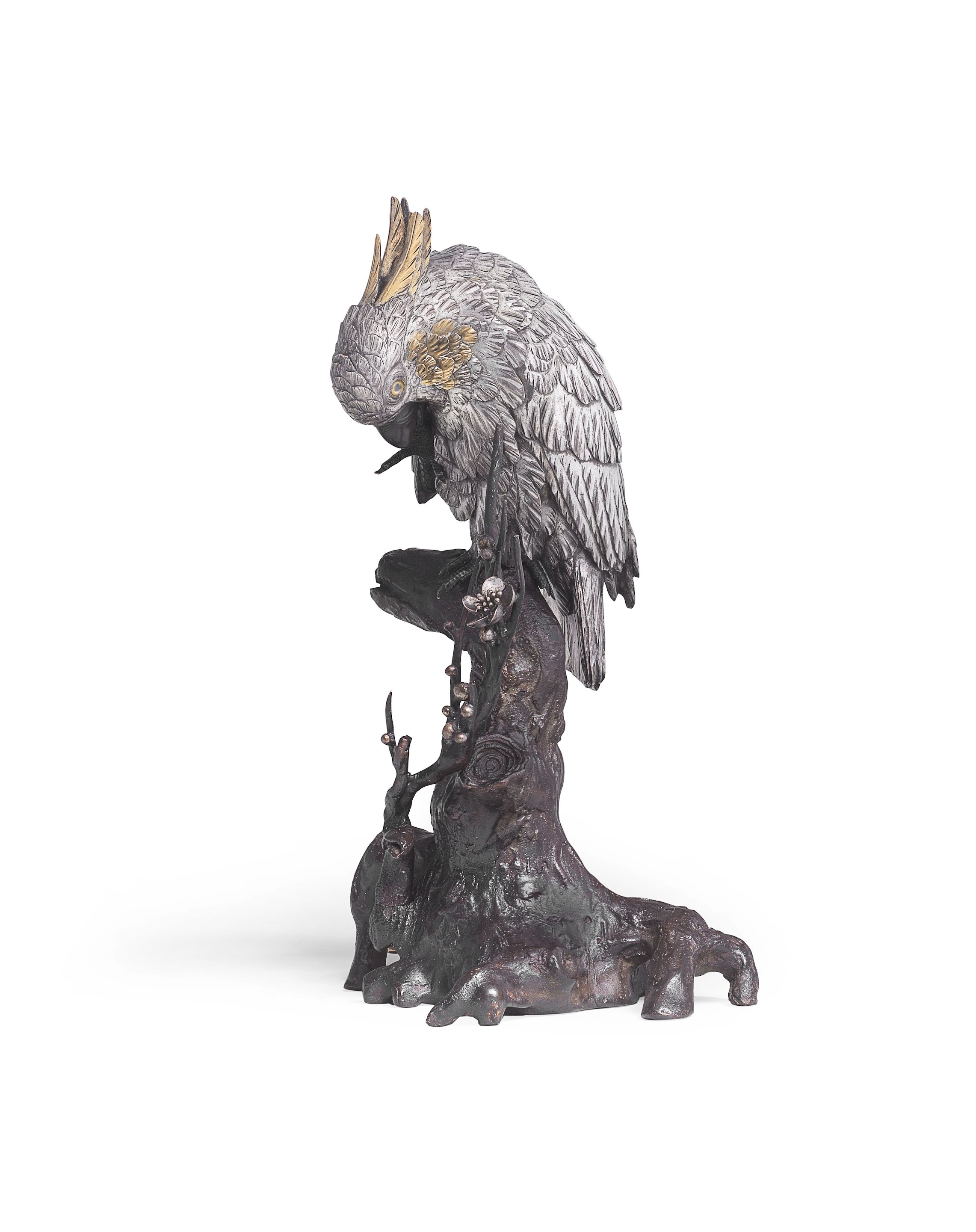 Bonhams : YOSHITANI/BIKOKU A Silvered-Bronze, Shakudo and Gilt Cockatoo ...