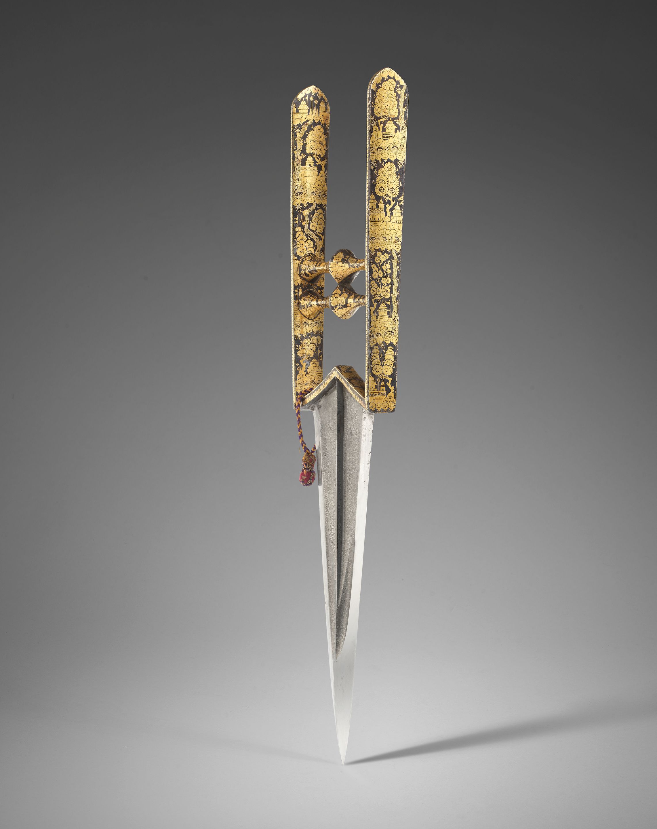 Bonhams : A fine gold-inlaid watered-steel push dagger (katar) India ...