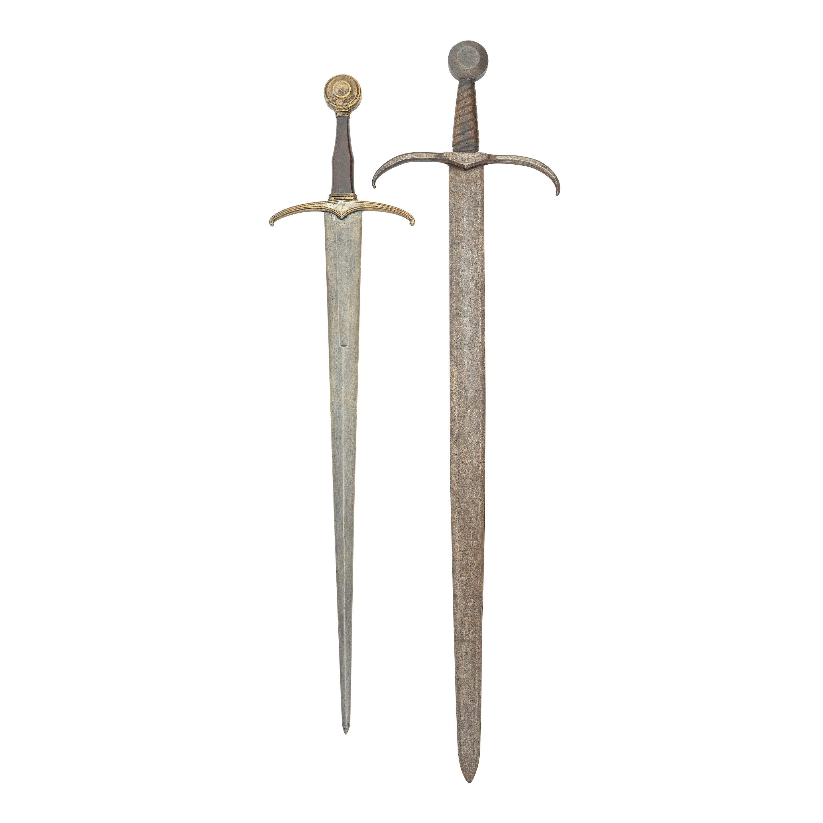 Bonhams : Two Reproduction Knightly Swords In Medieval Style