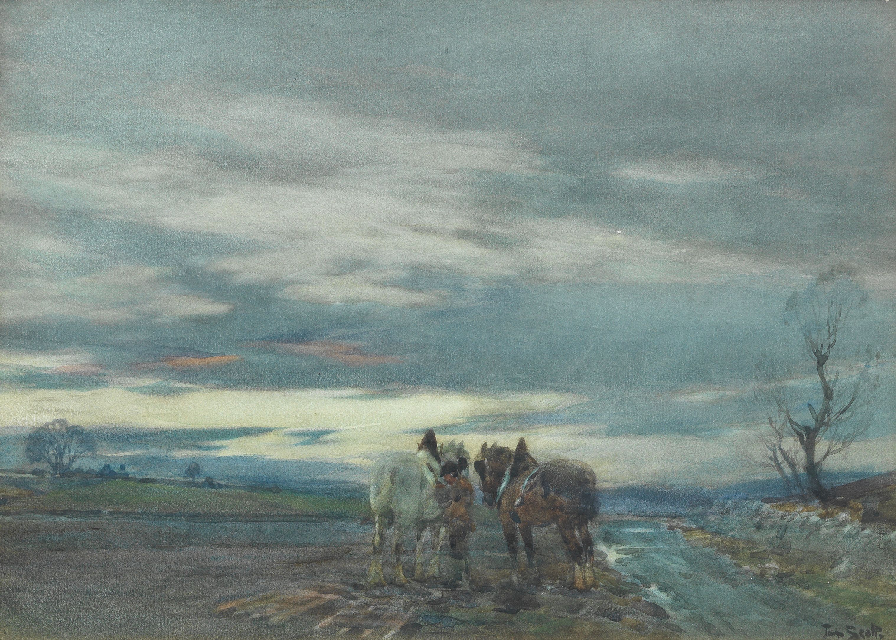 Bonhams : Tom Scott RSA RSW (British, 1859-1927) Lousing Time