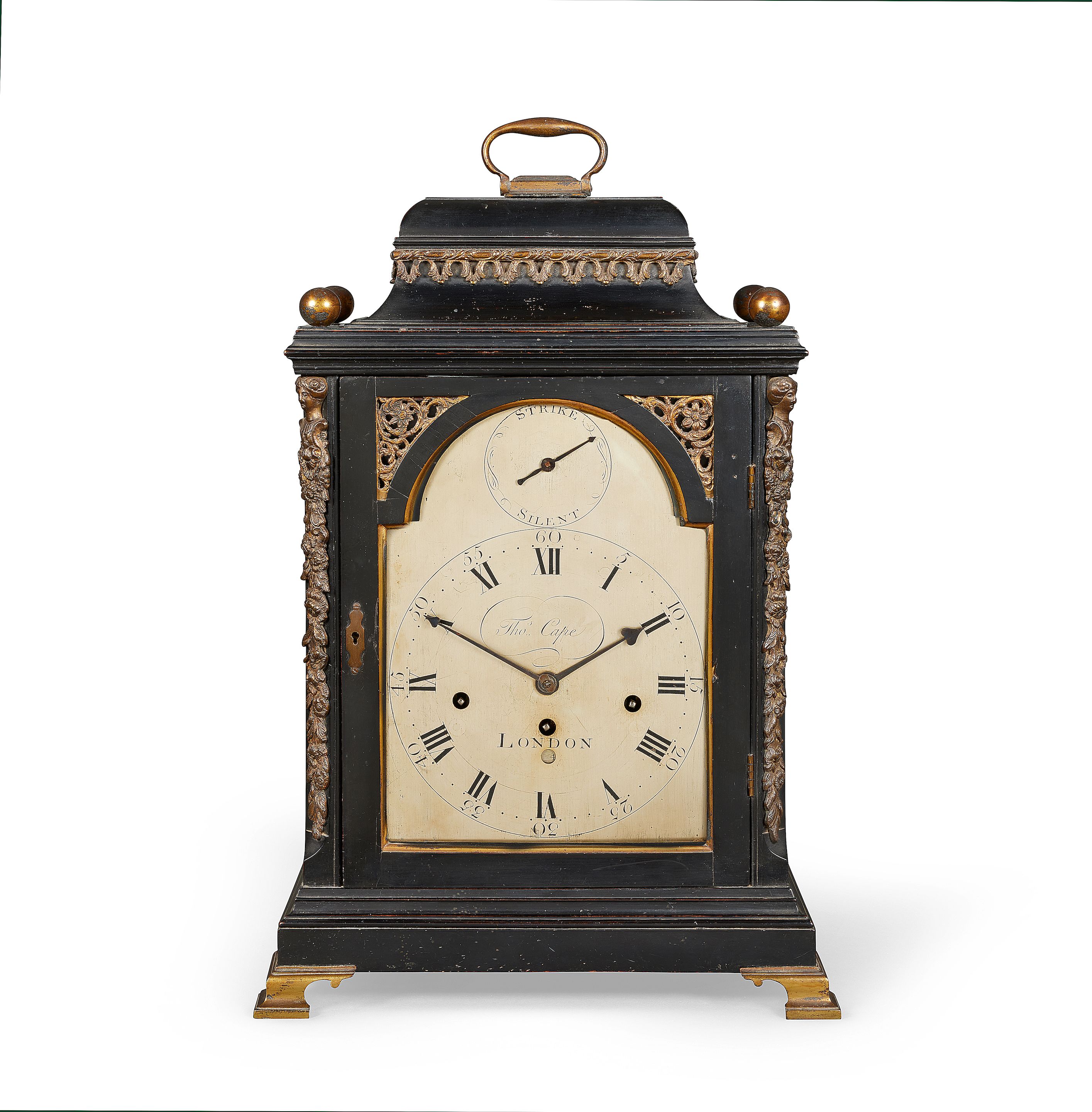 Bonhams : A late 18th century brass mounted ebonised quarter chiming ...