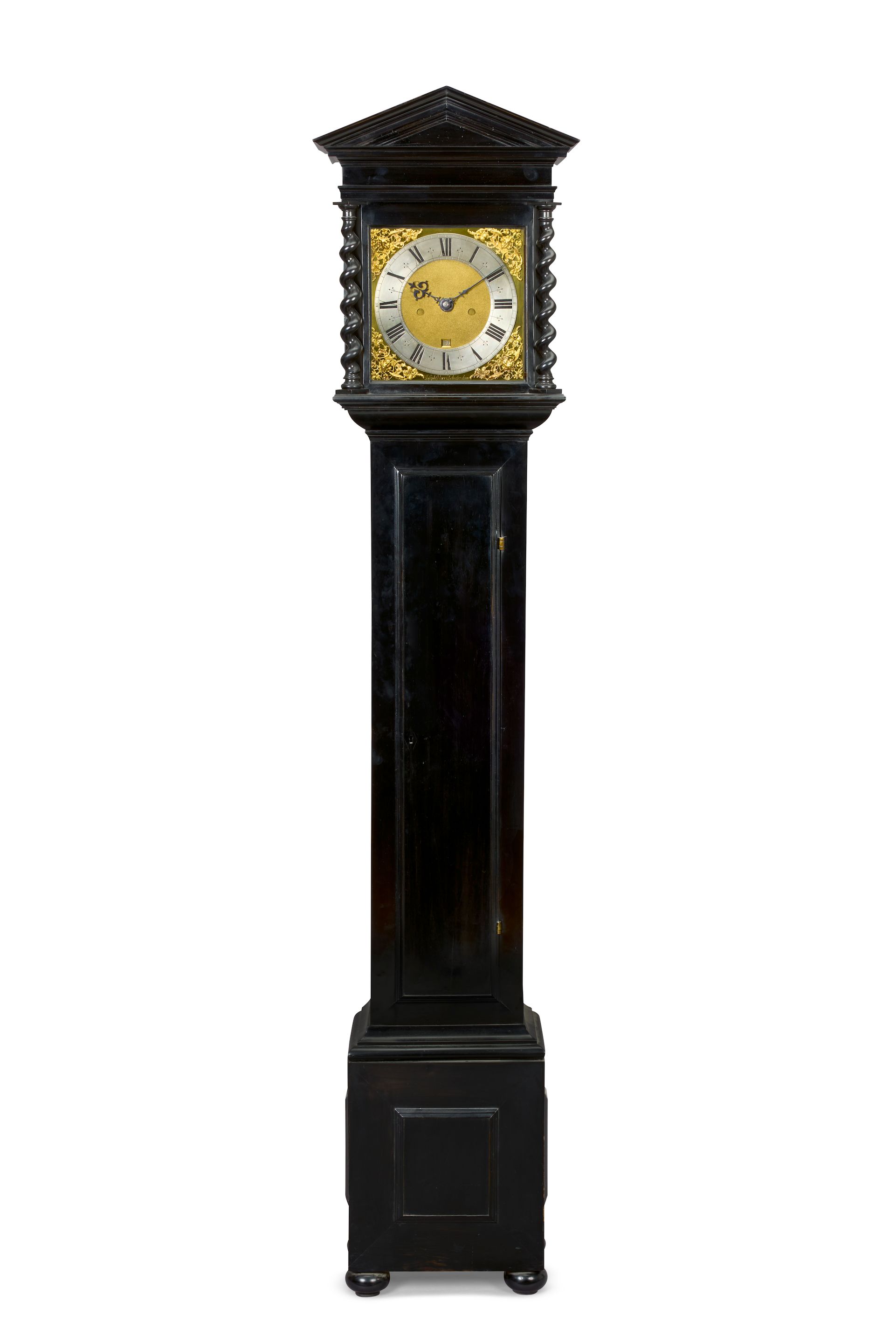 A late 17th century, and later, ebonised architectural longcase clock ...