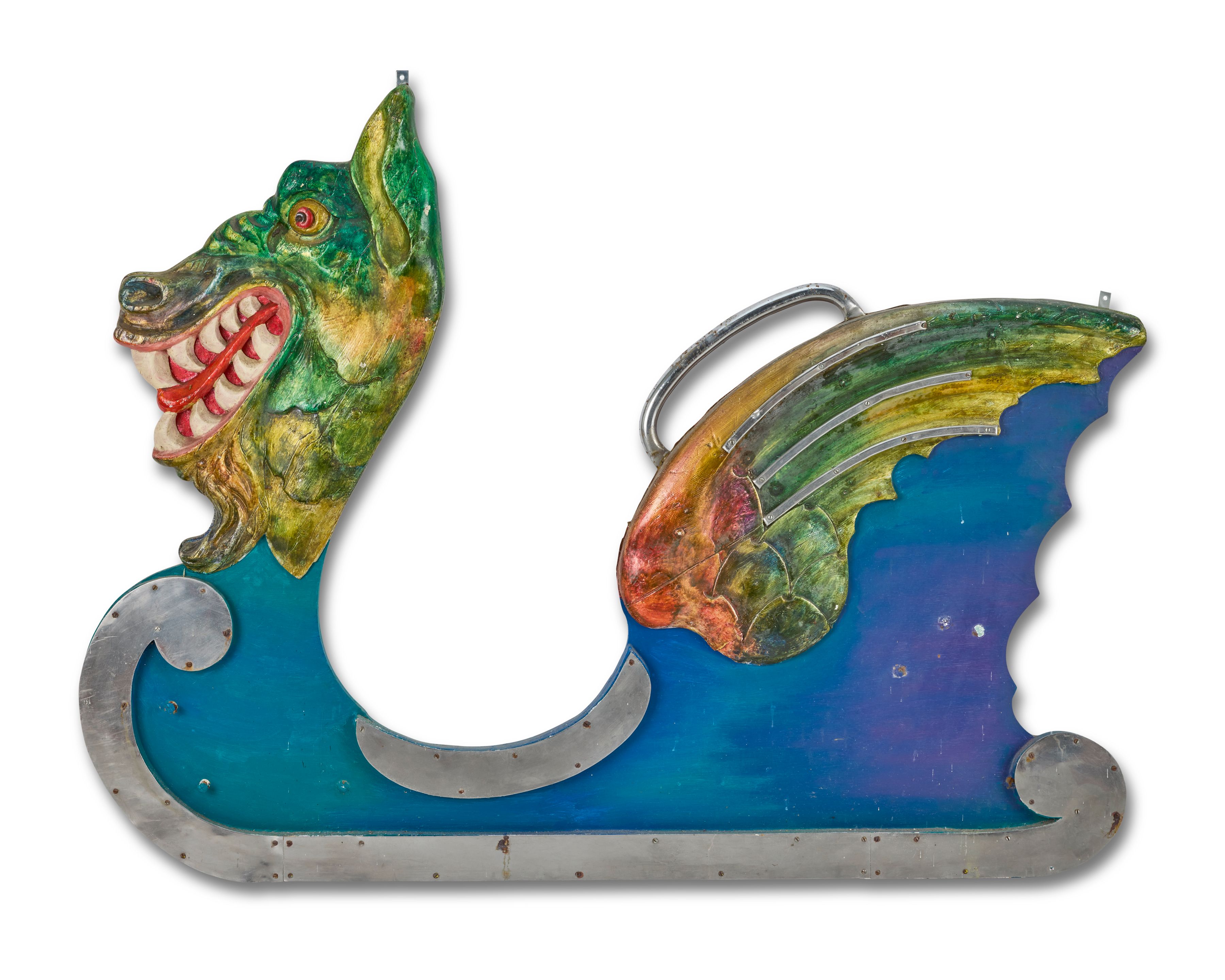 Bonhams : An English carved and Flamboyant painted chariot side figure ...