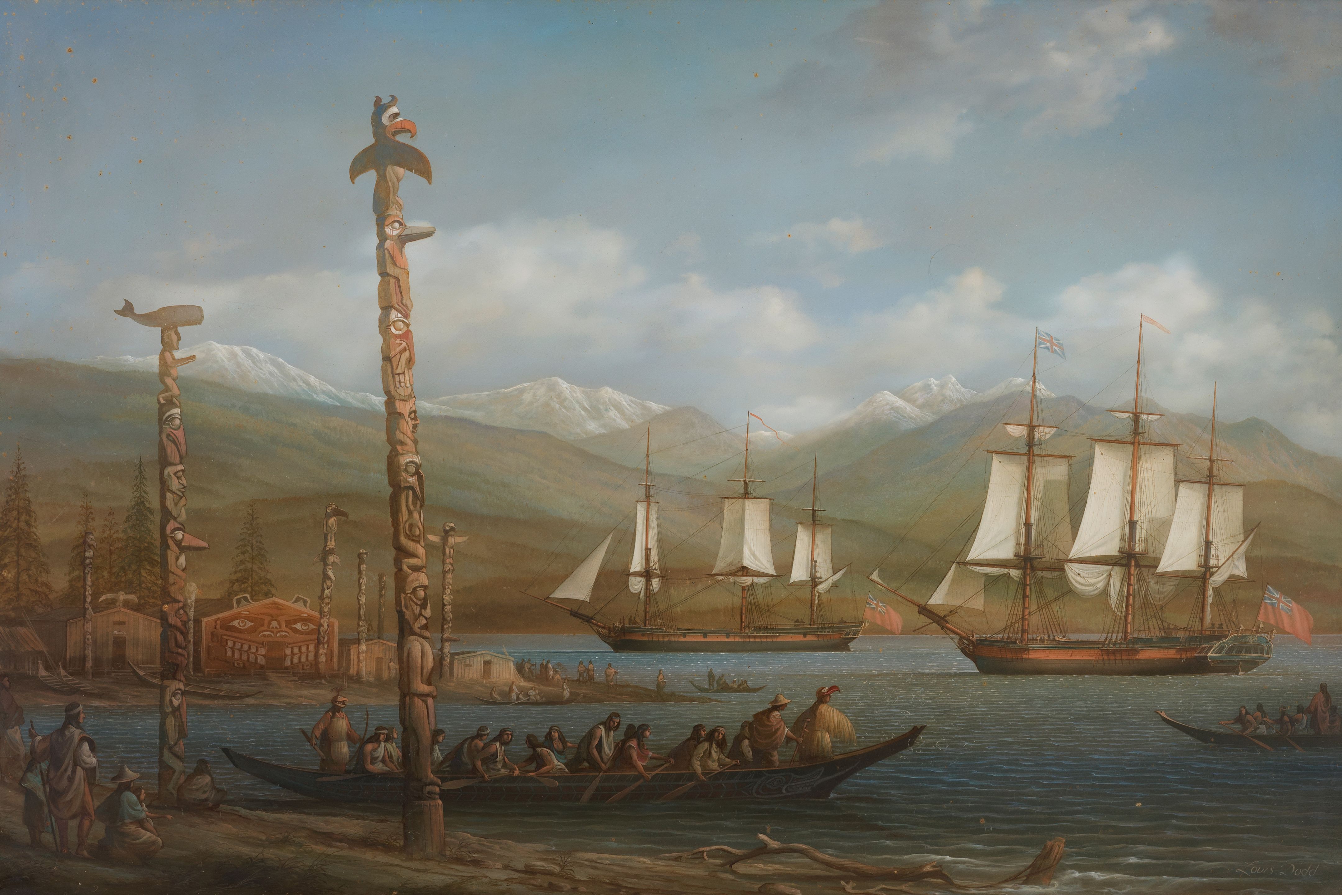 Bonhams : Louis Dodd (British, 1943-2006) HMS Discovery and HMS Chatham ...