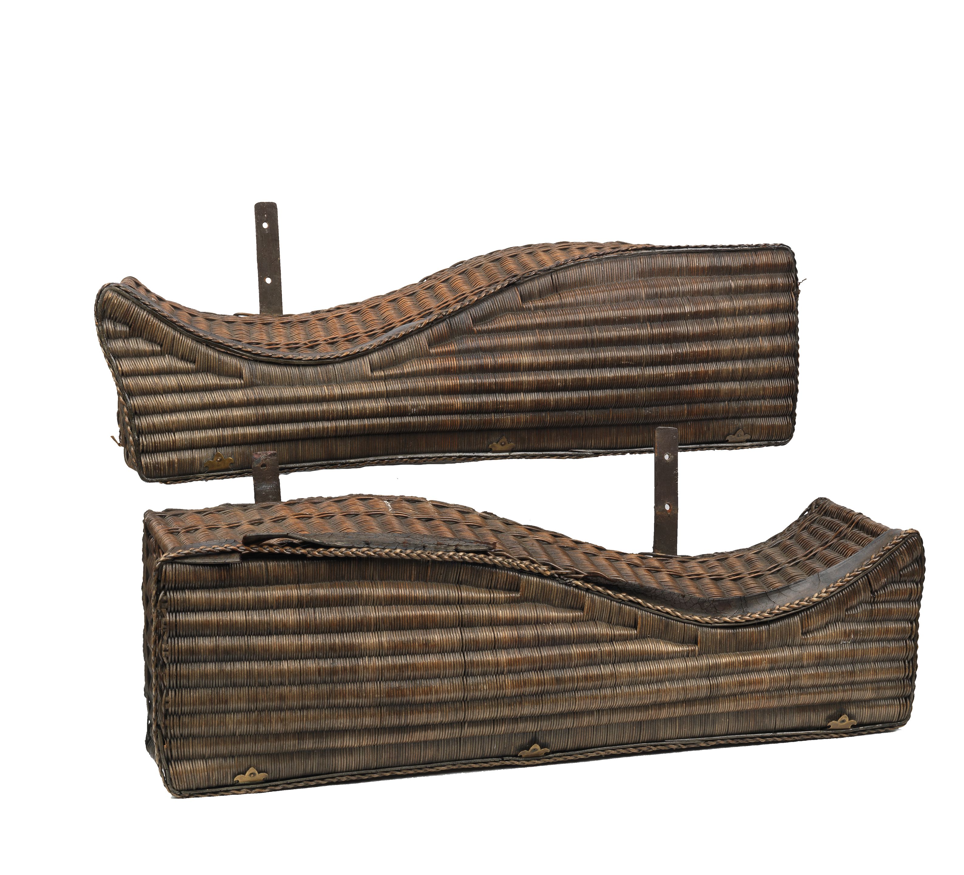 Bonhams Cars : A pair of 'waisted' veteran car wicker baskets, ((2))