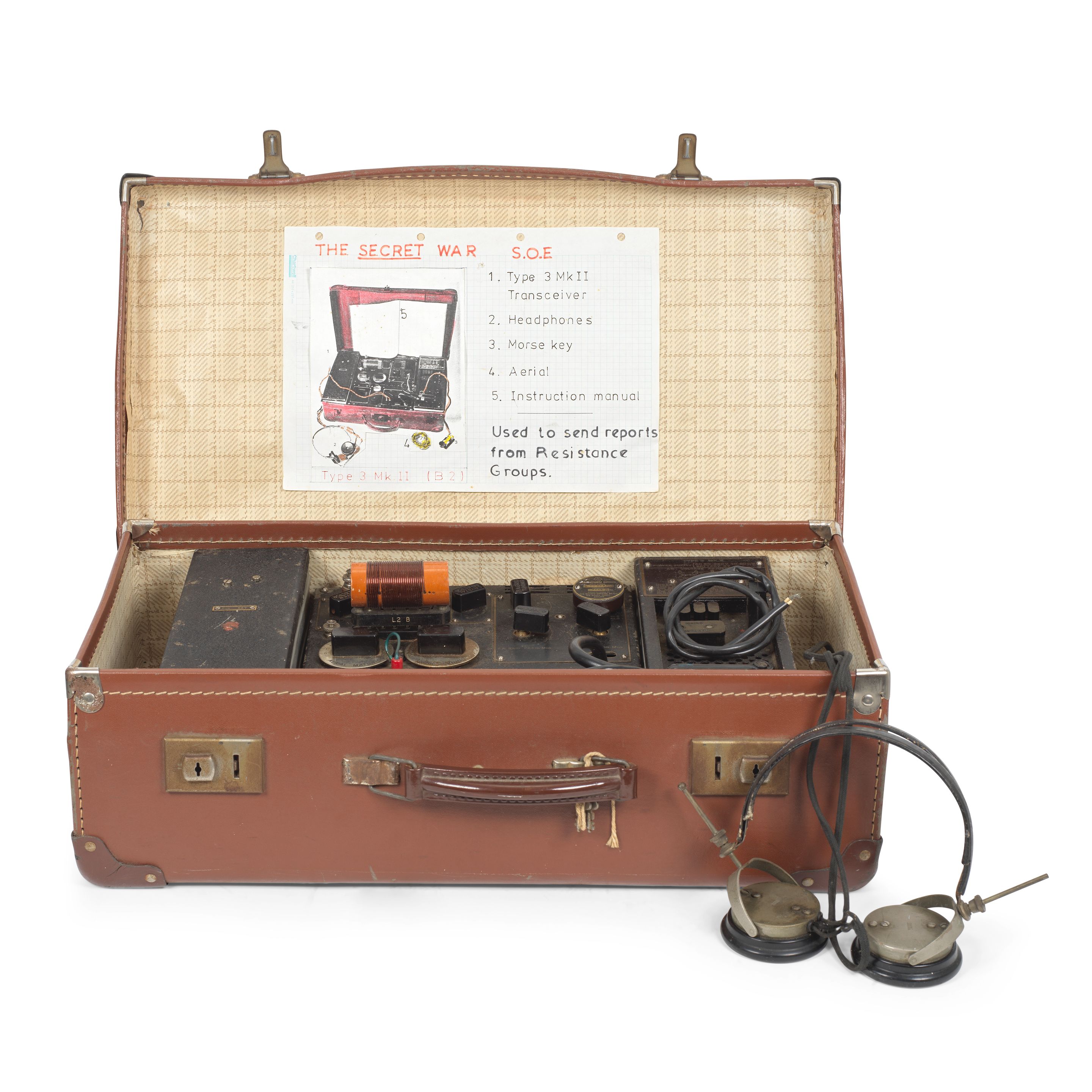 Bonhams : A Type 3 Mk II (B2) clandestine suitcase radio, English, 1940's,