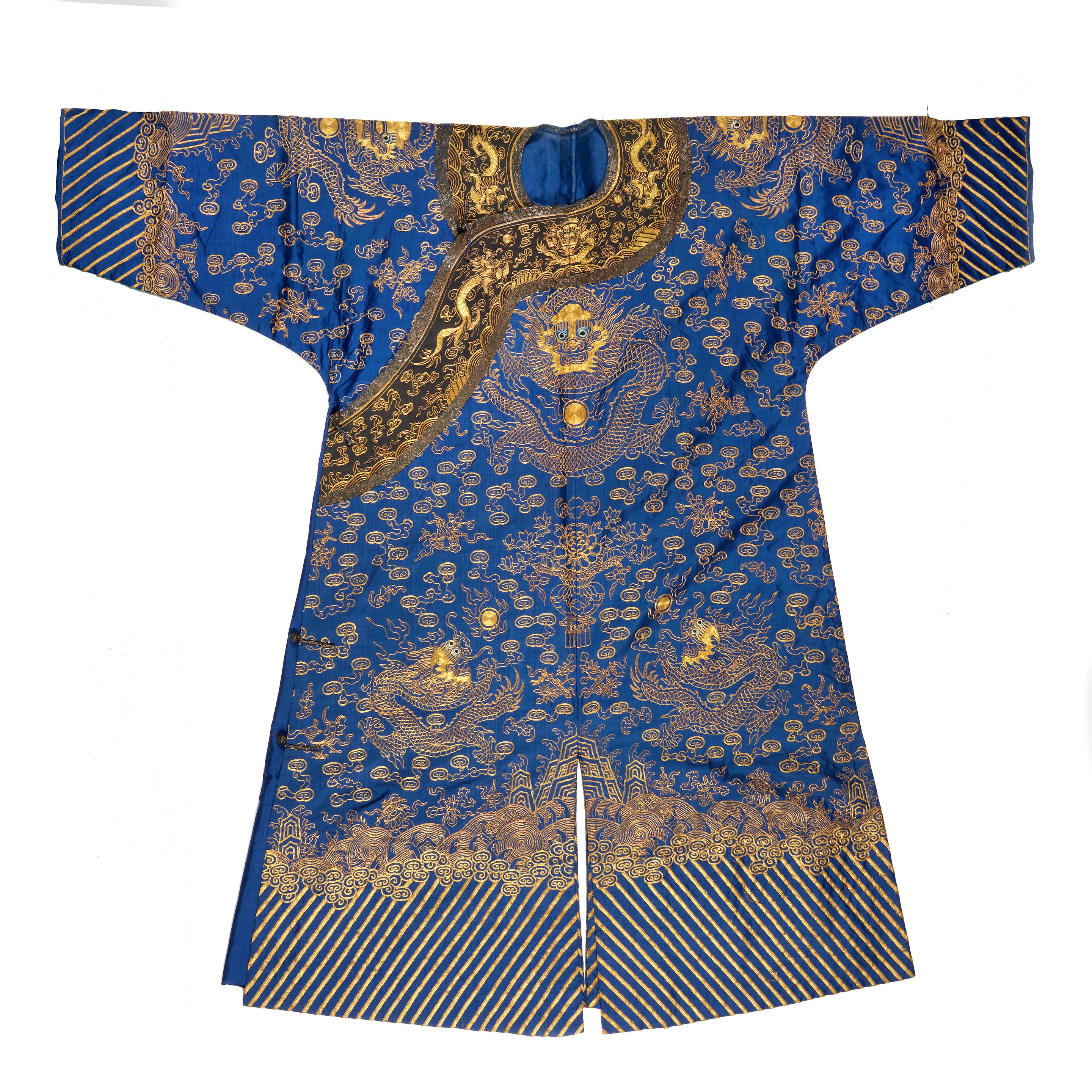 Bonhams : A BLUE GROUND 'DRAGON' ROBE Late Qing Dynasty