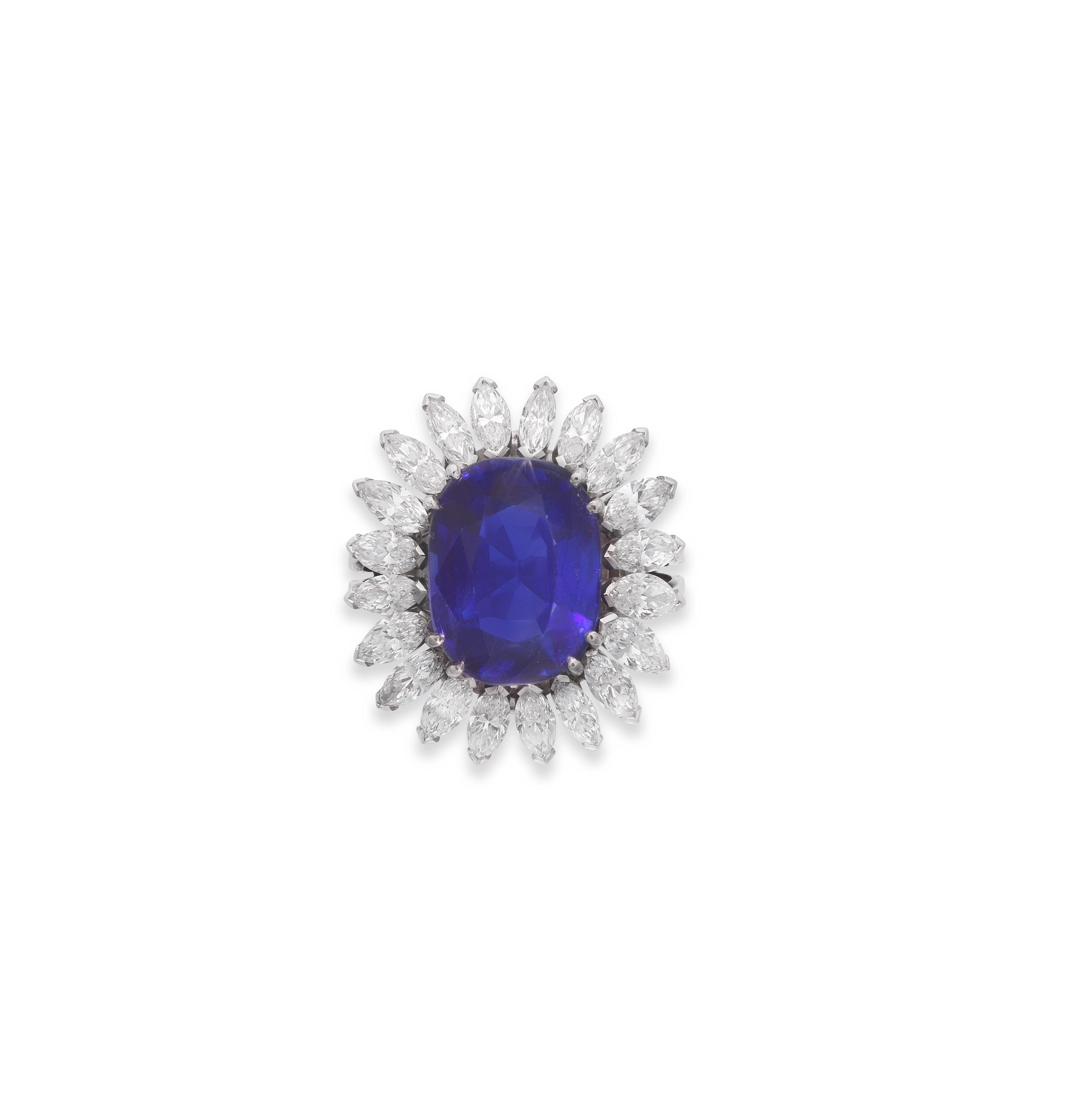 Bonhams : SAPPHIRE AND DIAMOND RING